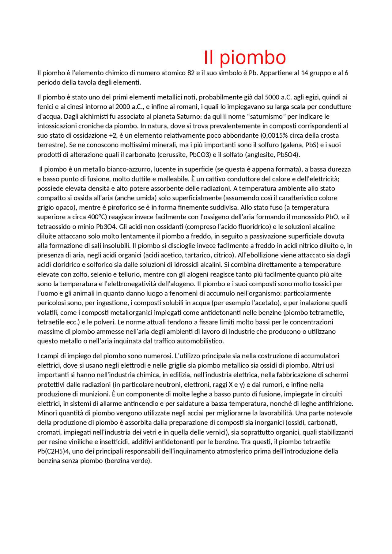 Il Piombo 1 Docsity