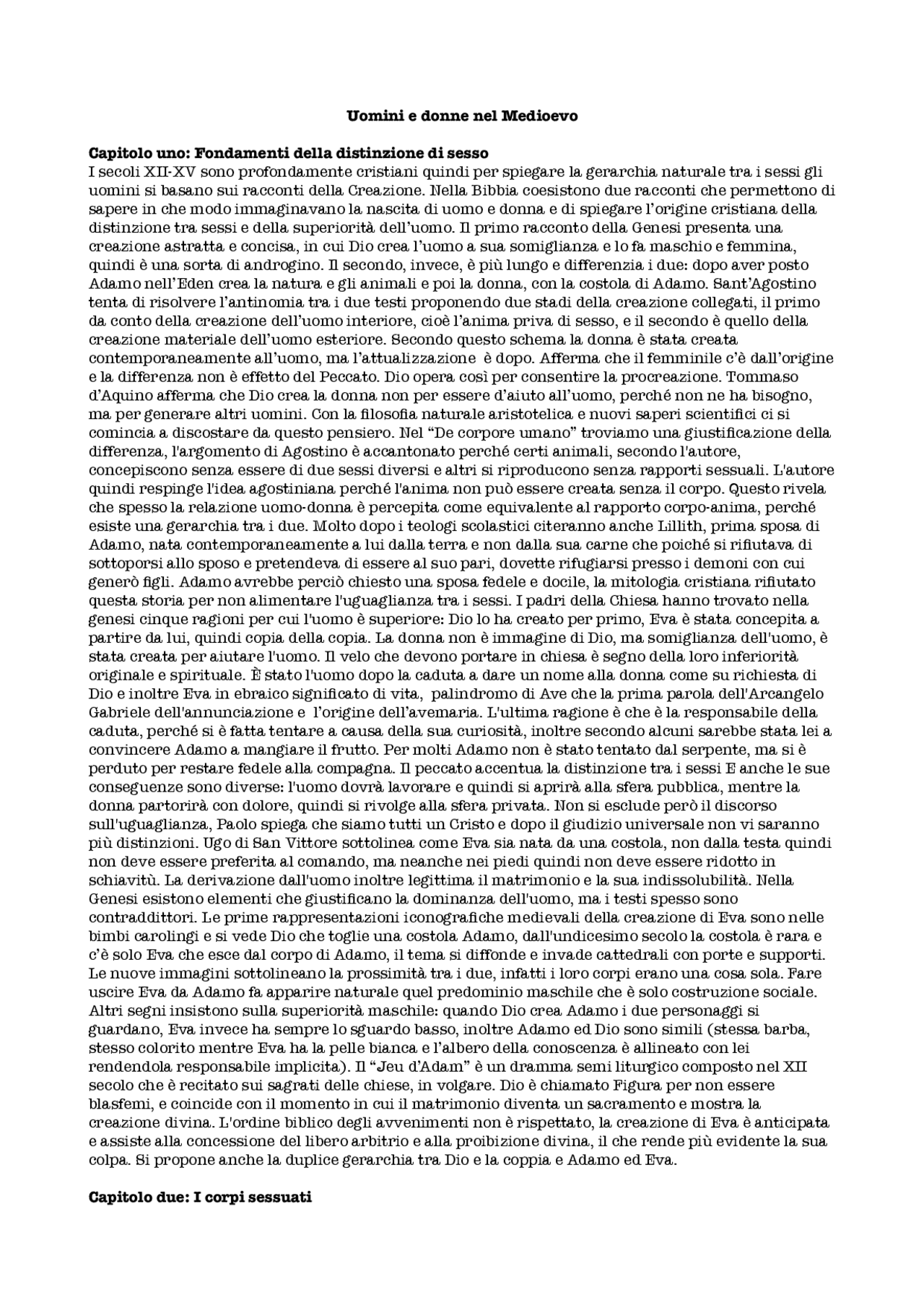 Uomini E Donne Nel Medioevo A Cura Di Dlett Docsity