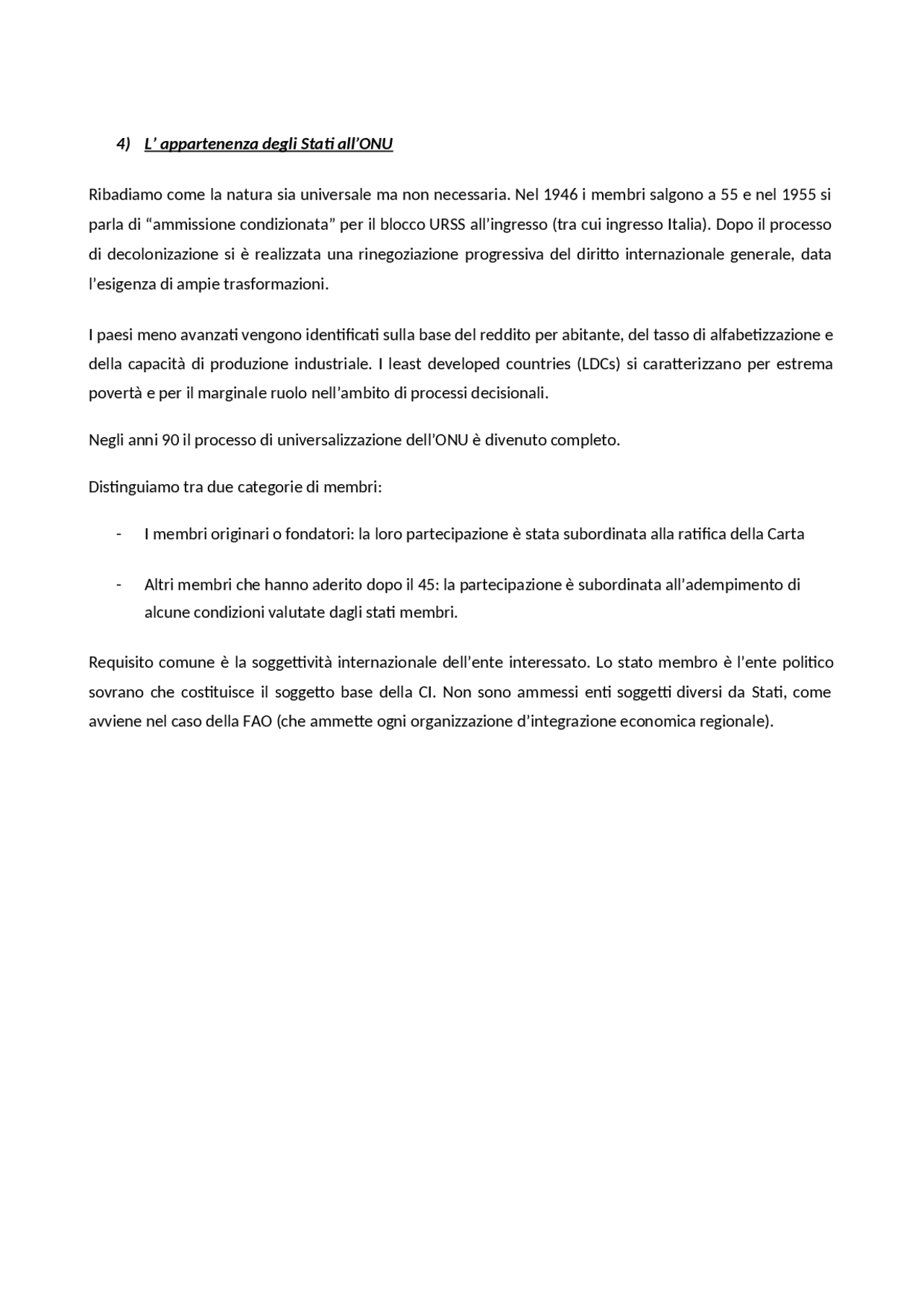 Riassunto Capitolo 4 Sergio Marchisio Onu Docsity