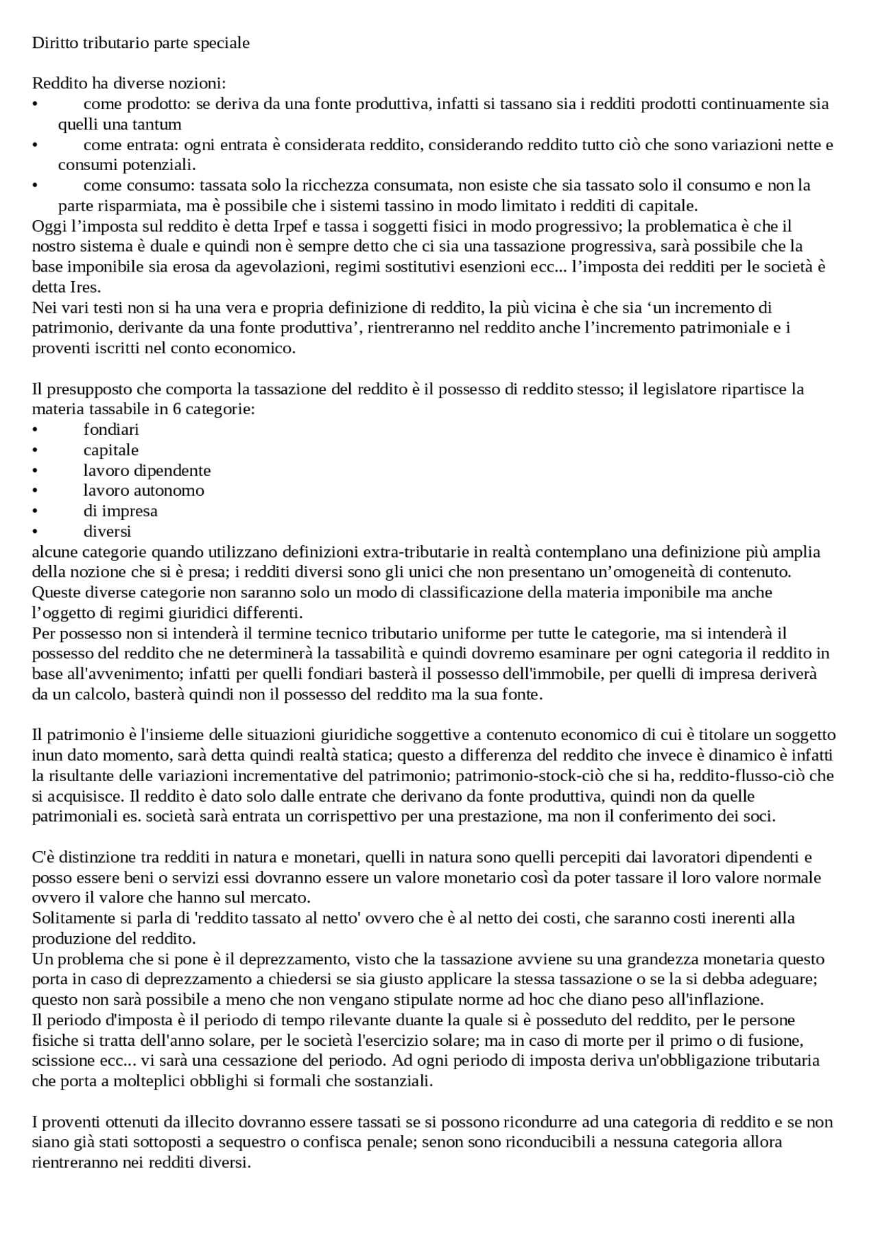 Diritto Tributario Parte Speciale Docsity