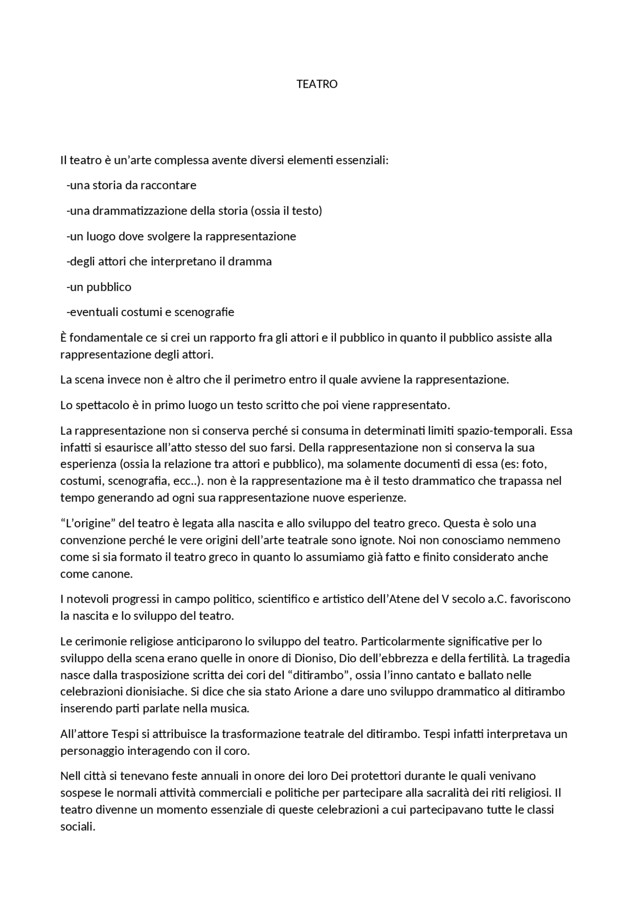 Teatro Appunti Lezione E Riassunto Linro Docsity