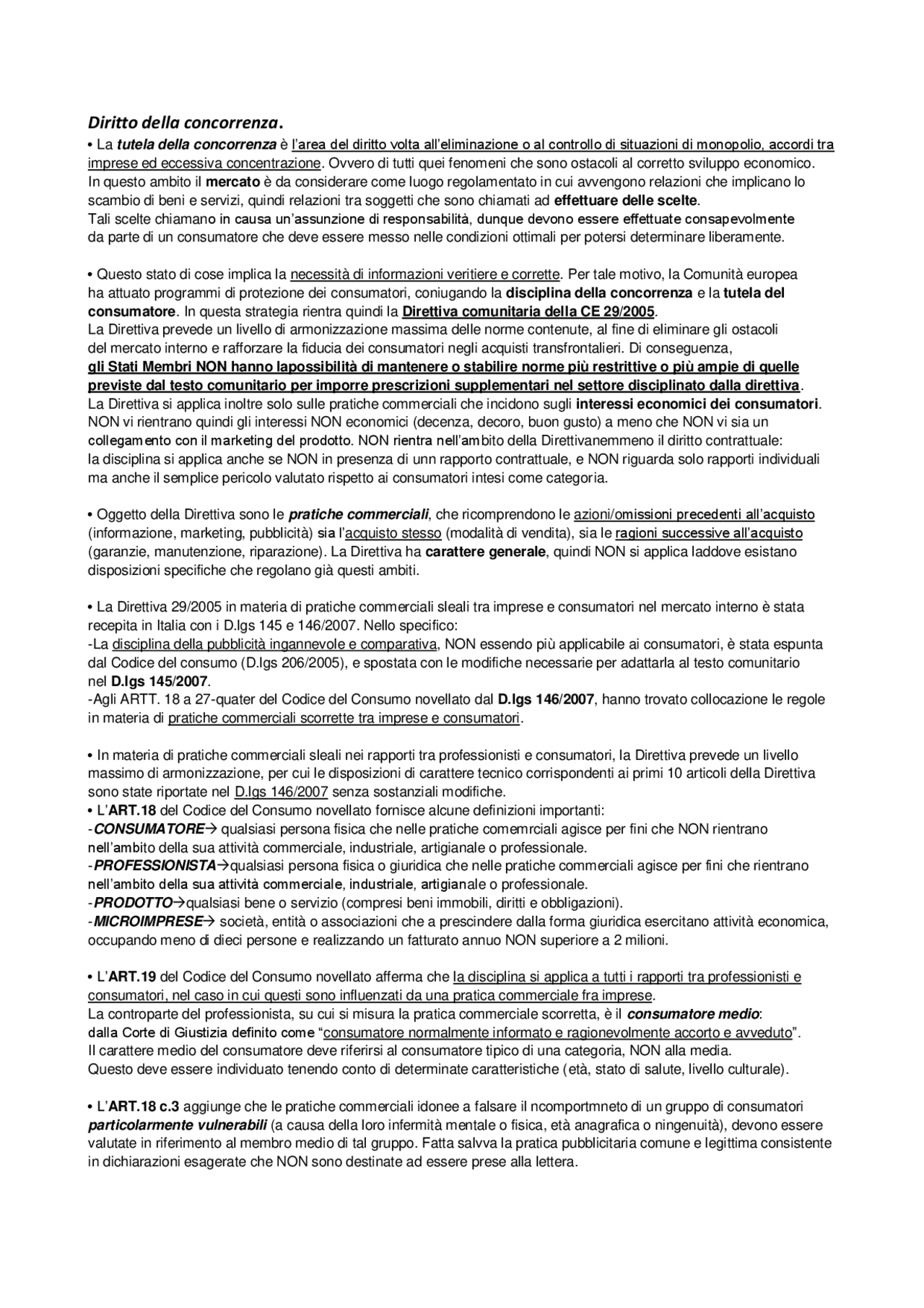 Introuzione generale di diritto della concorrenza - Docsity