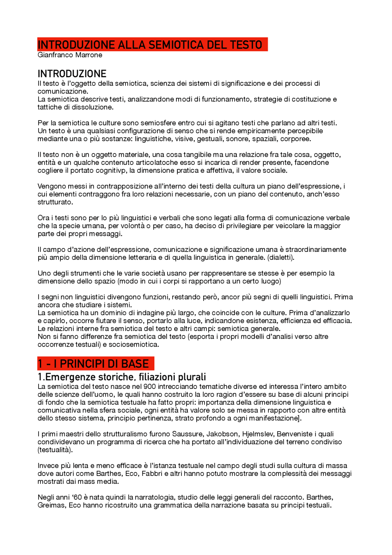 Introduzione Alla Semiotica Del Testo Docsity