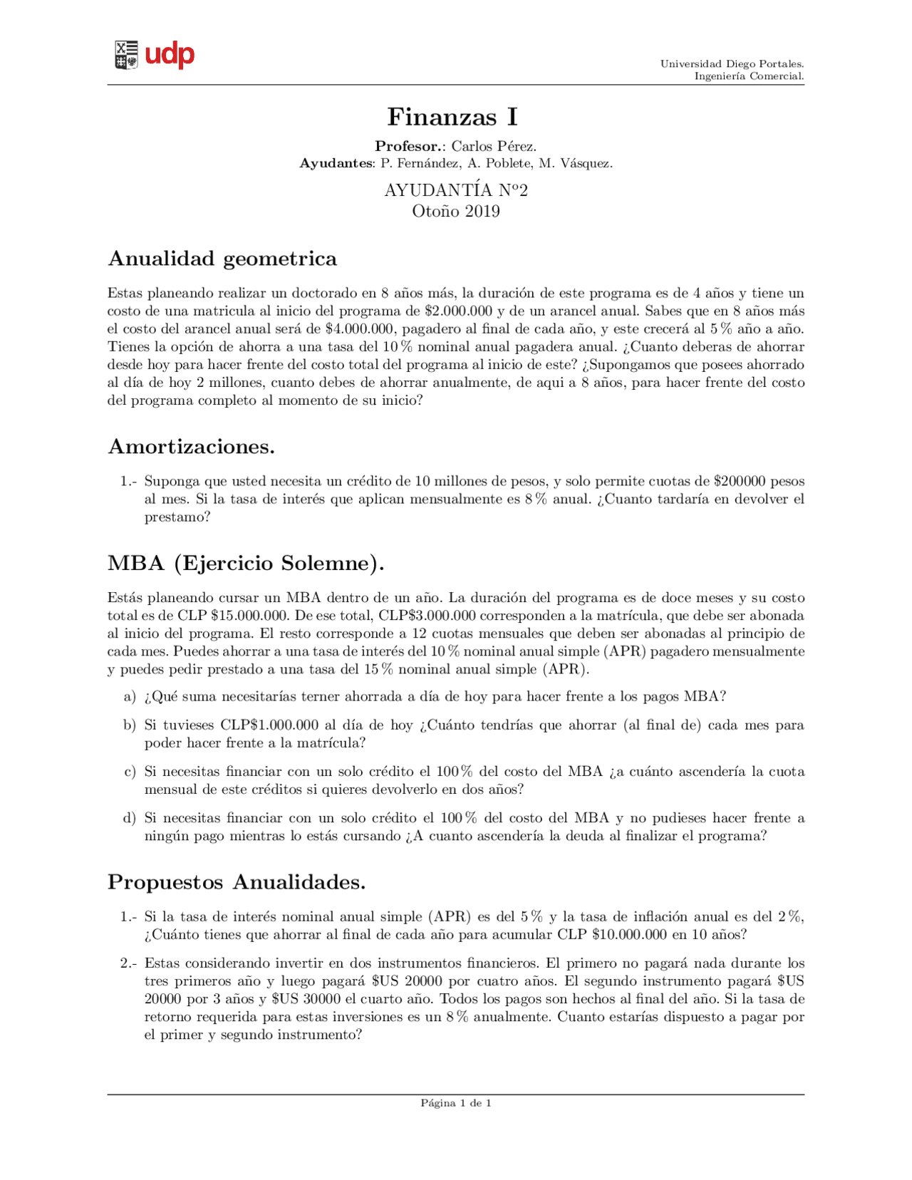 ejercicios finanzas 1 | Exercises of Finance | Docsity