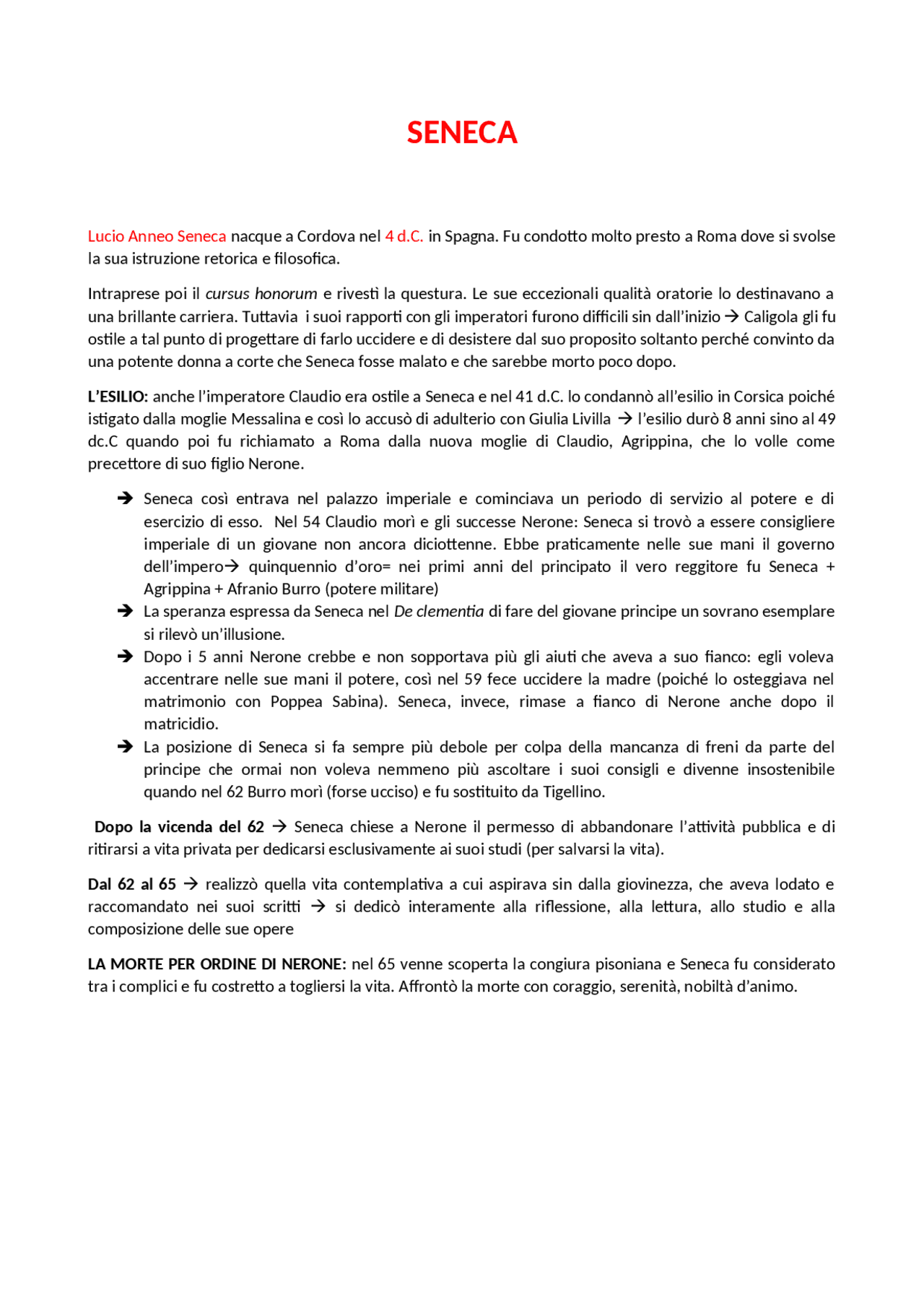 Sintesi su SENECA, libro Veluti Flos 2 - Docsity