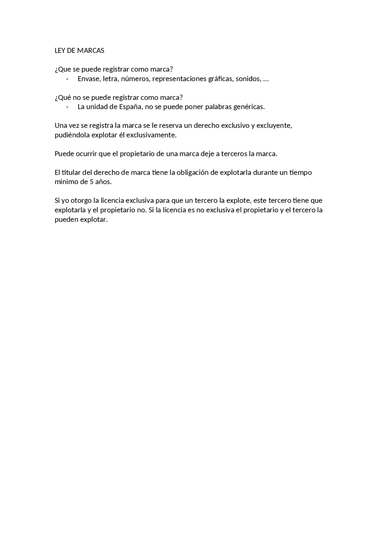 Ley de marcas resumen explicado correctamente - Docsity