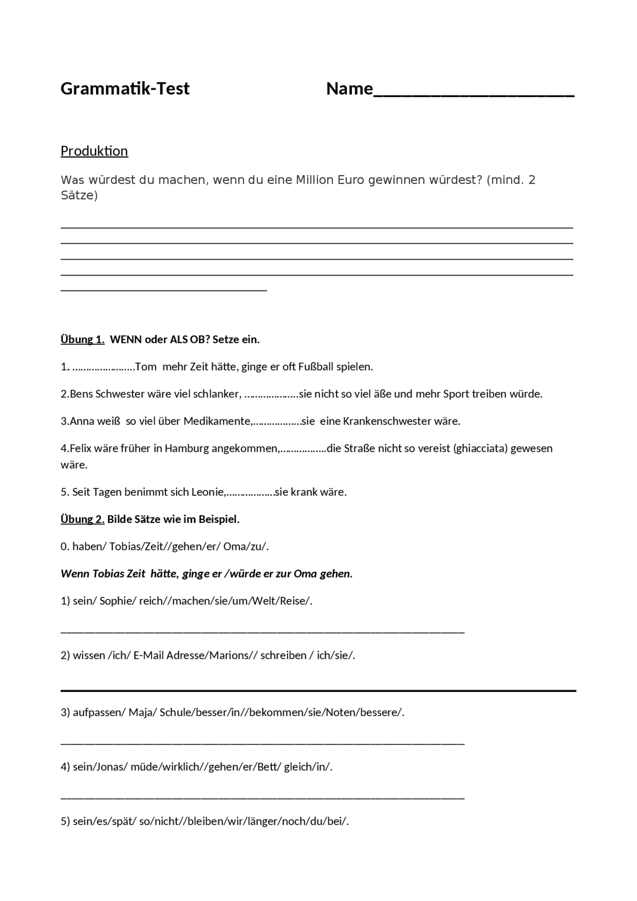 Test Di Grammatica Tedesca Docsity