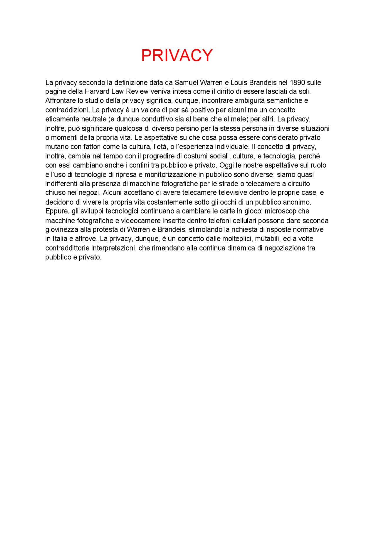 Privacy Informatica Riassunto Docsity