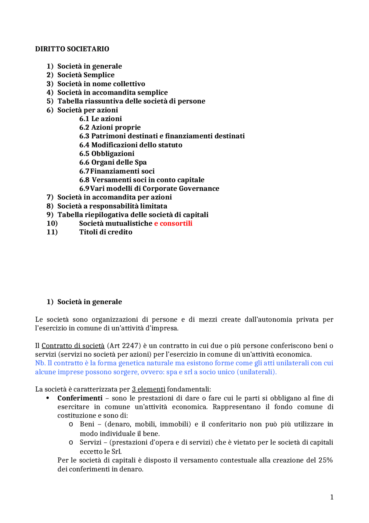 Riassunto Diritto Societario Docsity