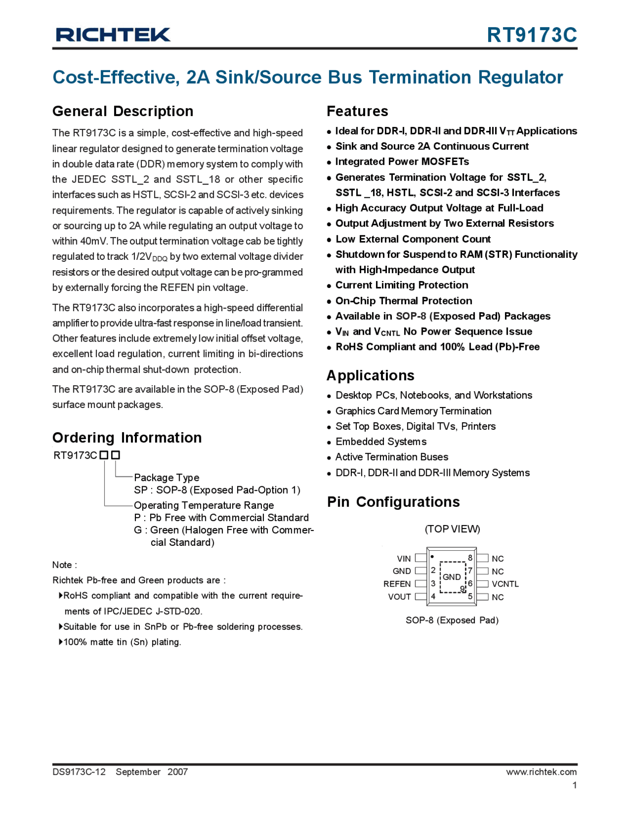 Datasheet RT9173C - COMPLETO - Docsity