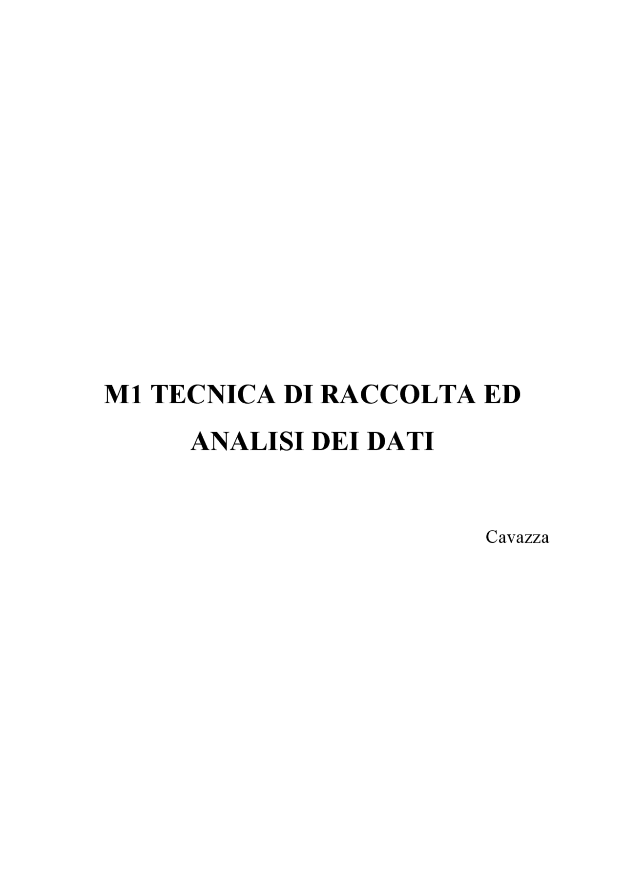 Sbobine M1 Cavazza Tecniche Di Raccolta E Analisi Dei Dati Docsity