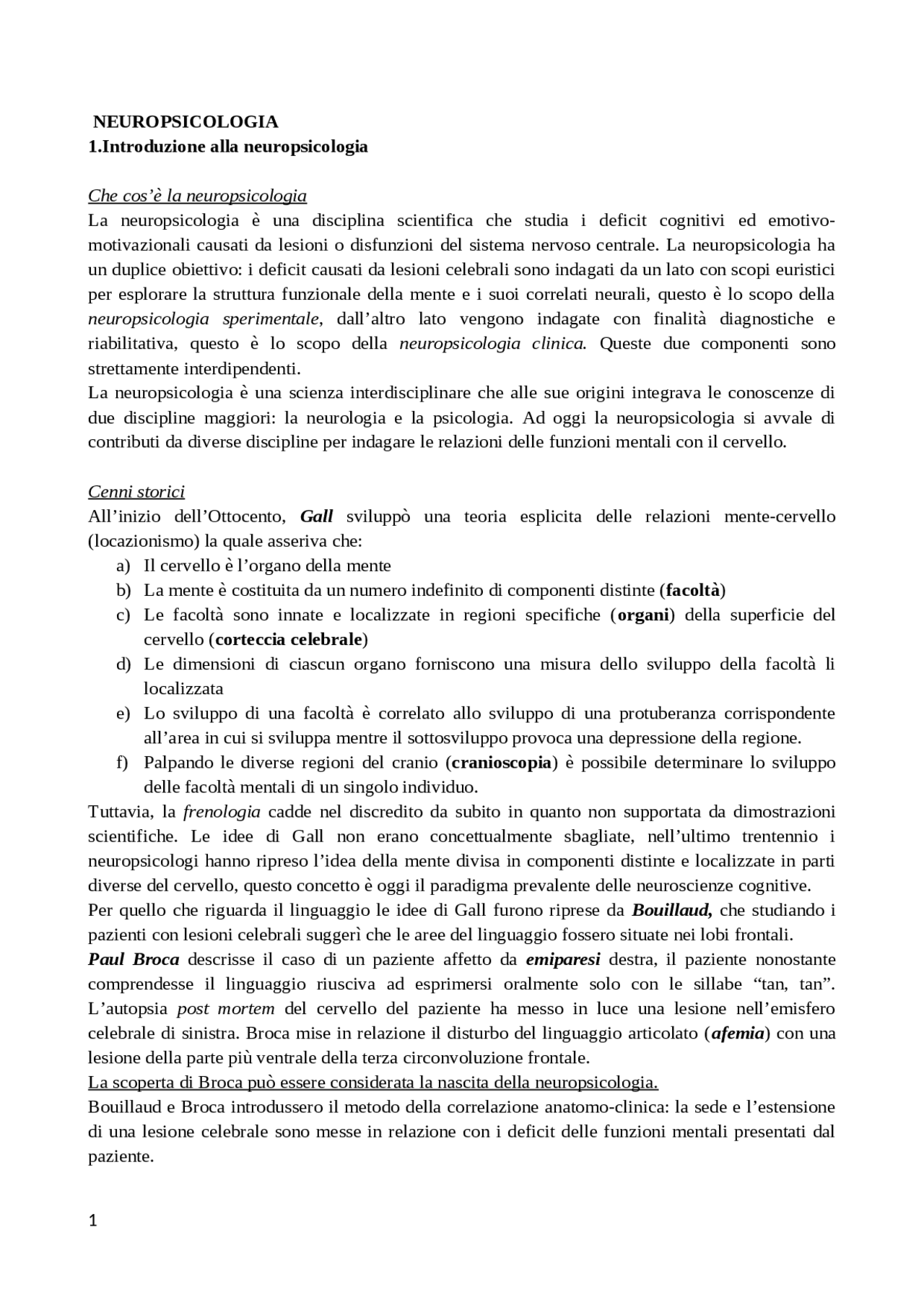 Manuale Di Neuropsicologia Docsity