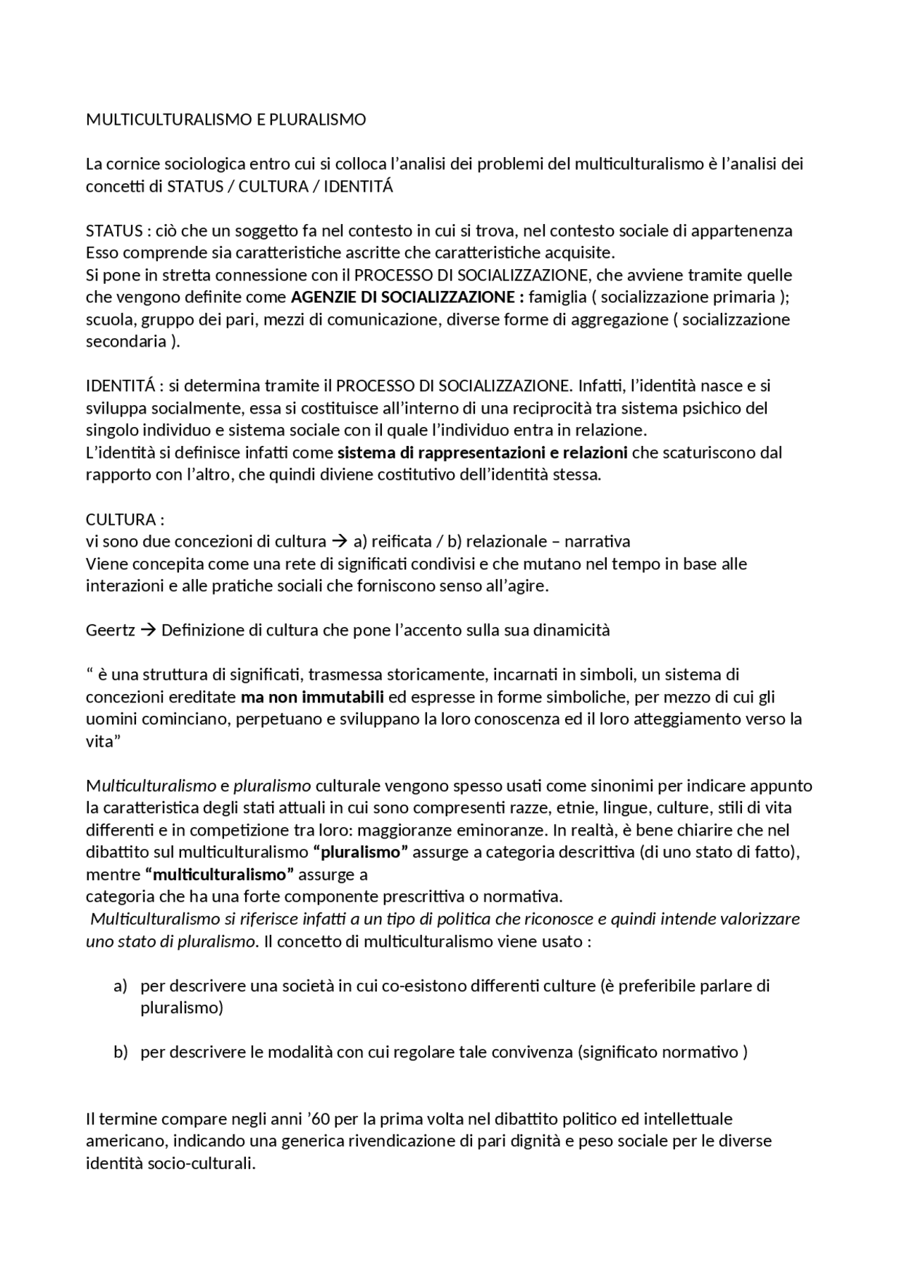 Multiculturalismo E Pluralismo Nella Sociologia Del Diritto Docsity