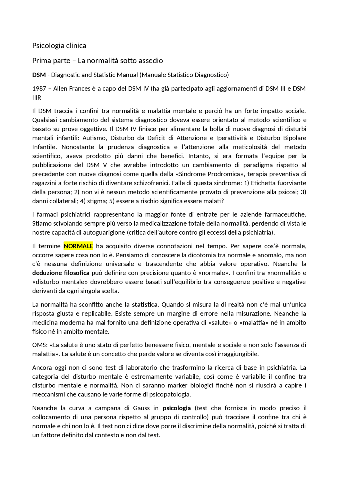 Primo Non Curare Chi è Normale Docsity