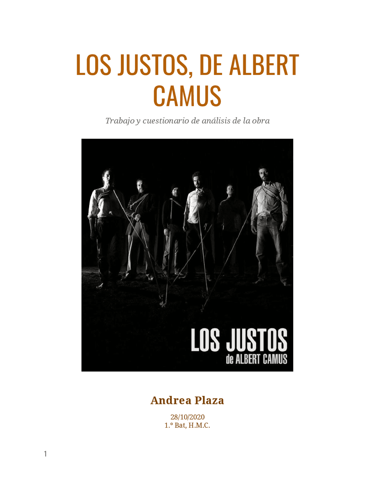 Trabajo del Libro los Justos de Albert Camus - Docsity