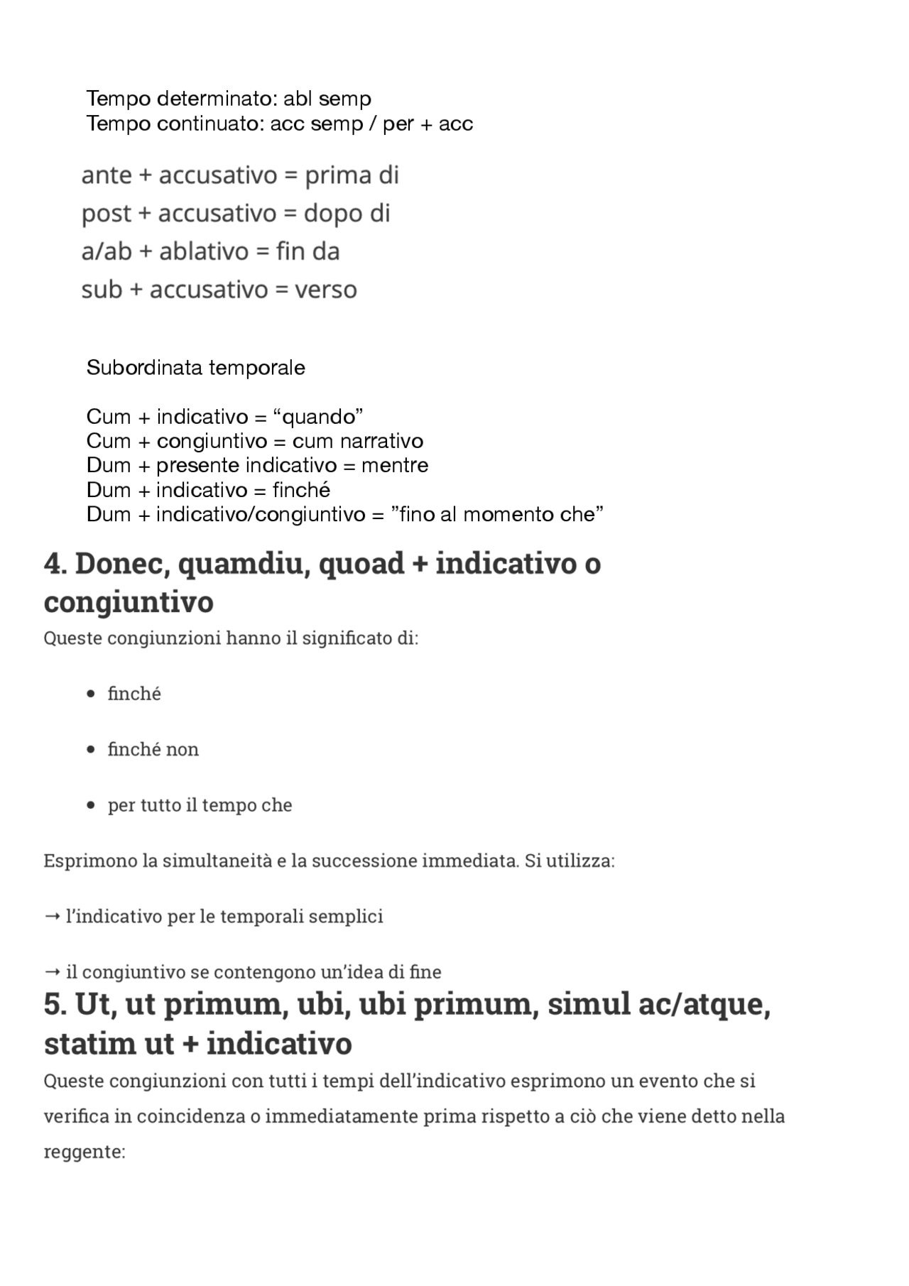 Complemento di tempo e subordinata temporale latino - Docsity