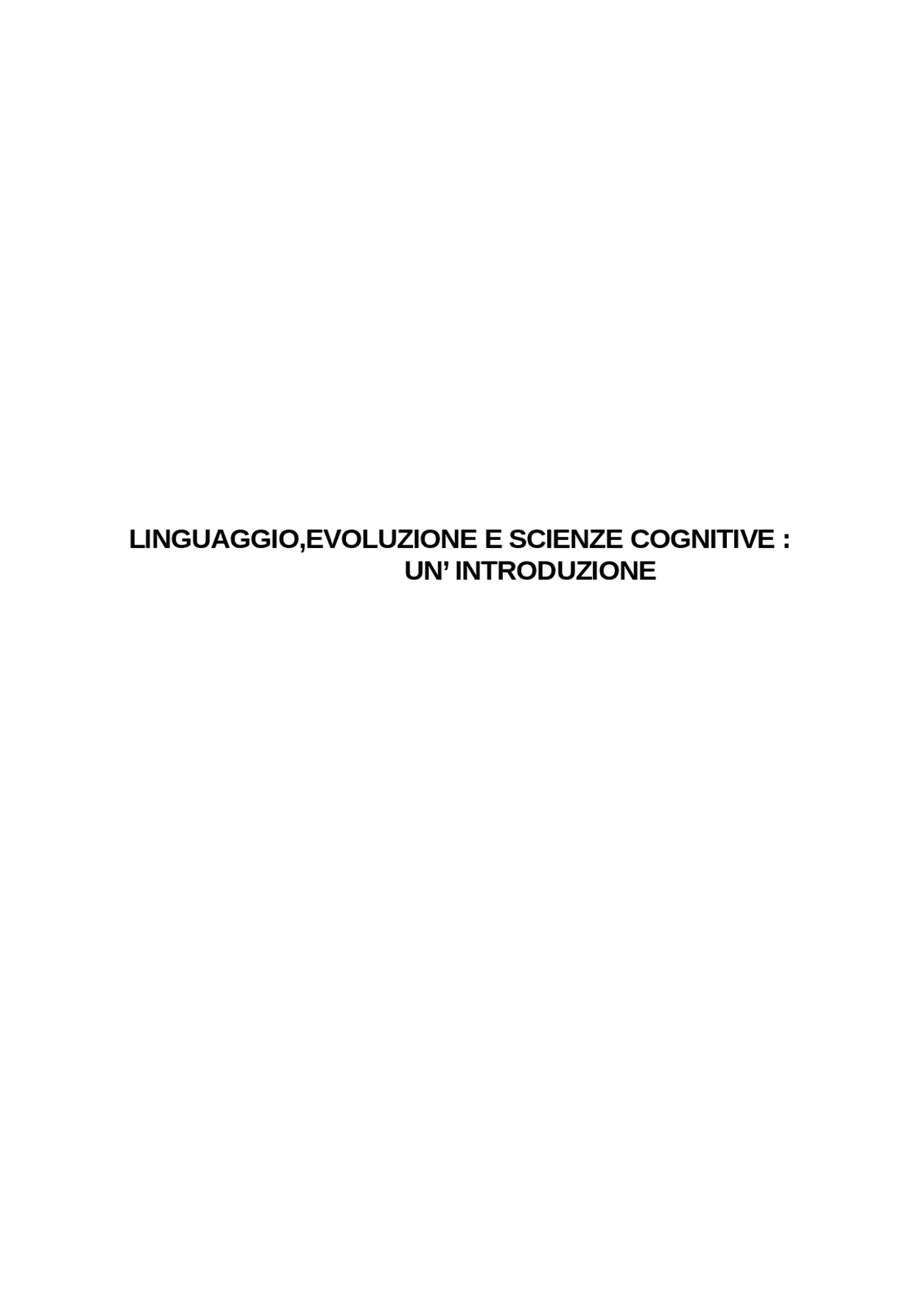 Linguaggio Evoluzione E Scienze Cognitive Unintroduzione Appunti
