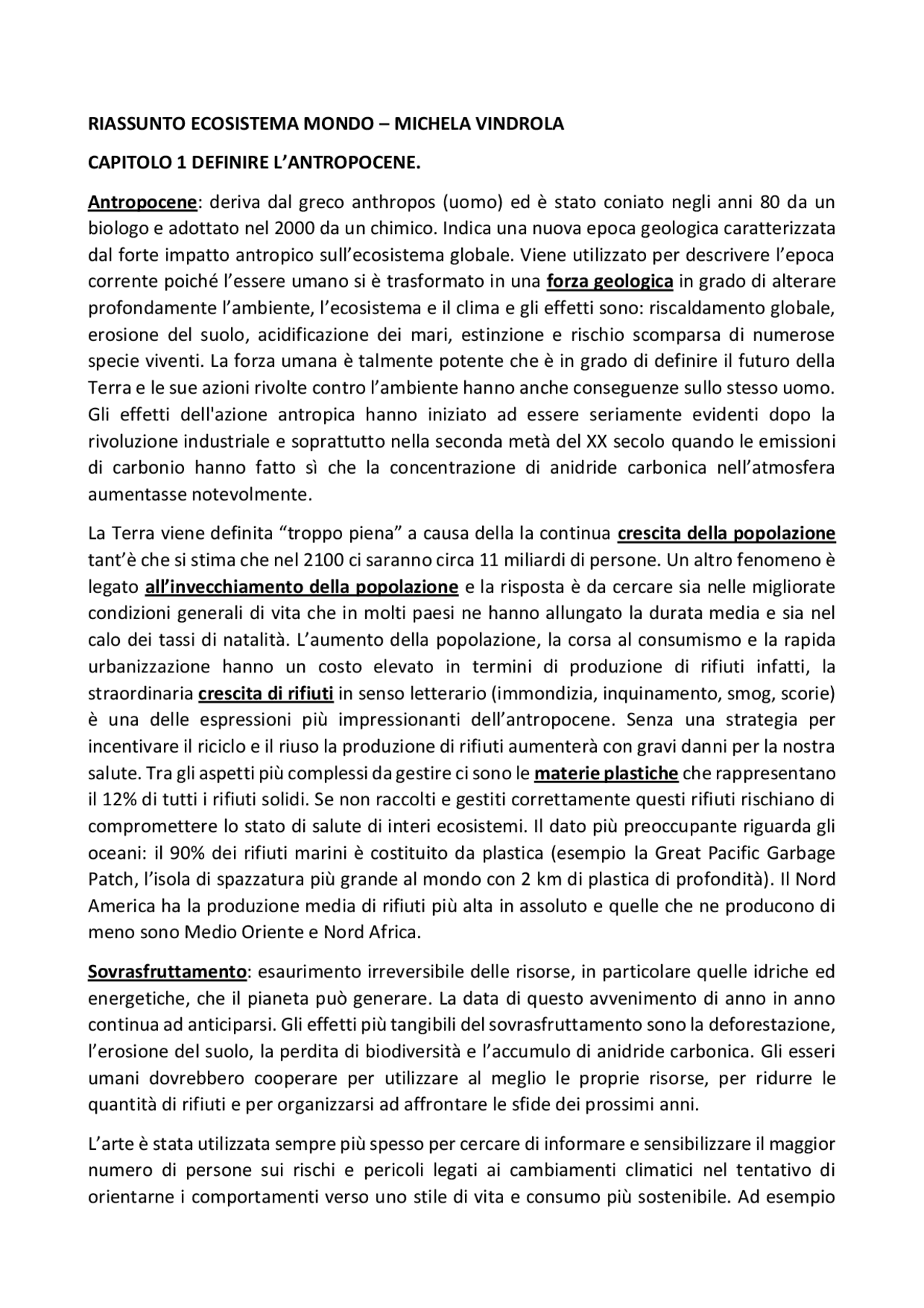 Ecosistema Mondo Michela Vindrola Docsity