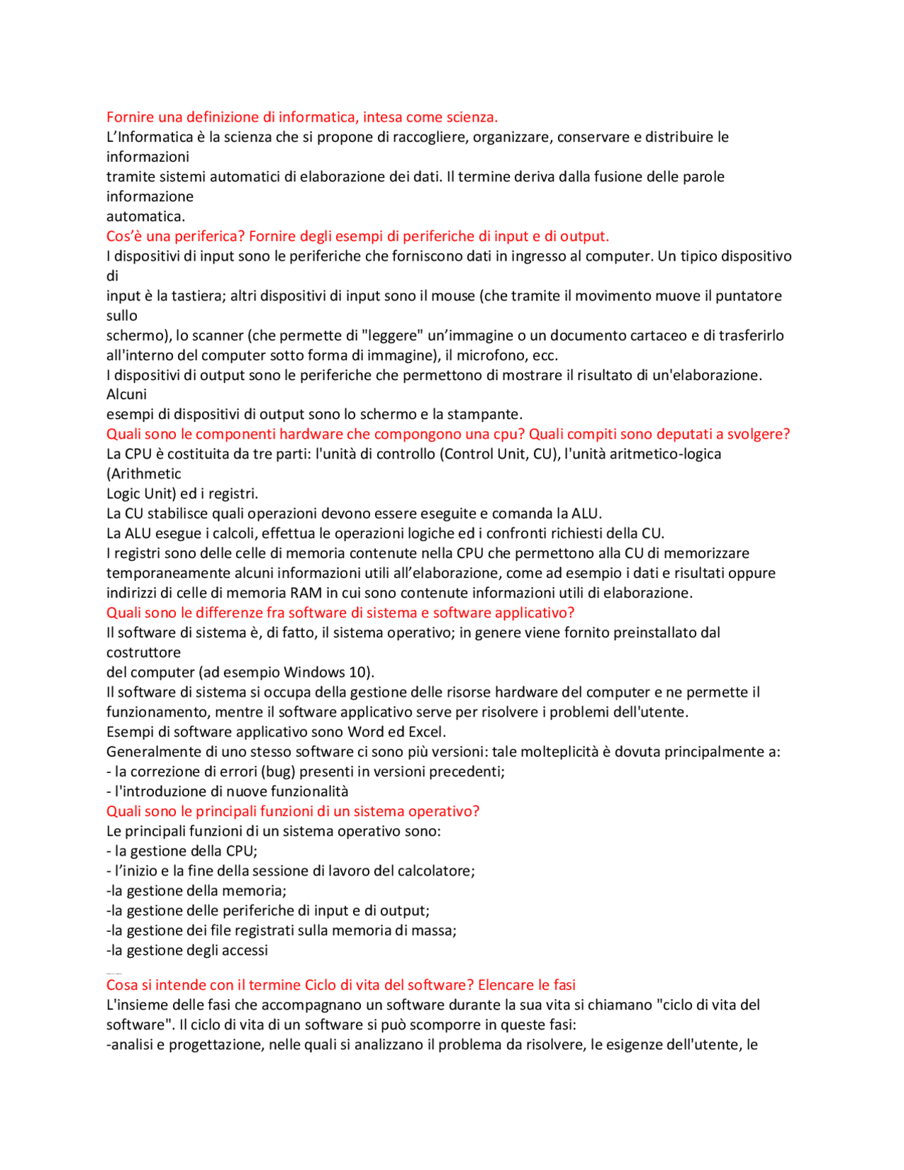 Risposte Aperte Informatica Docsity