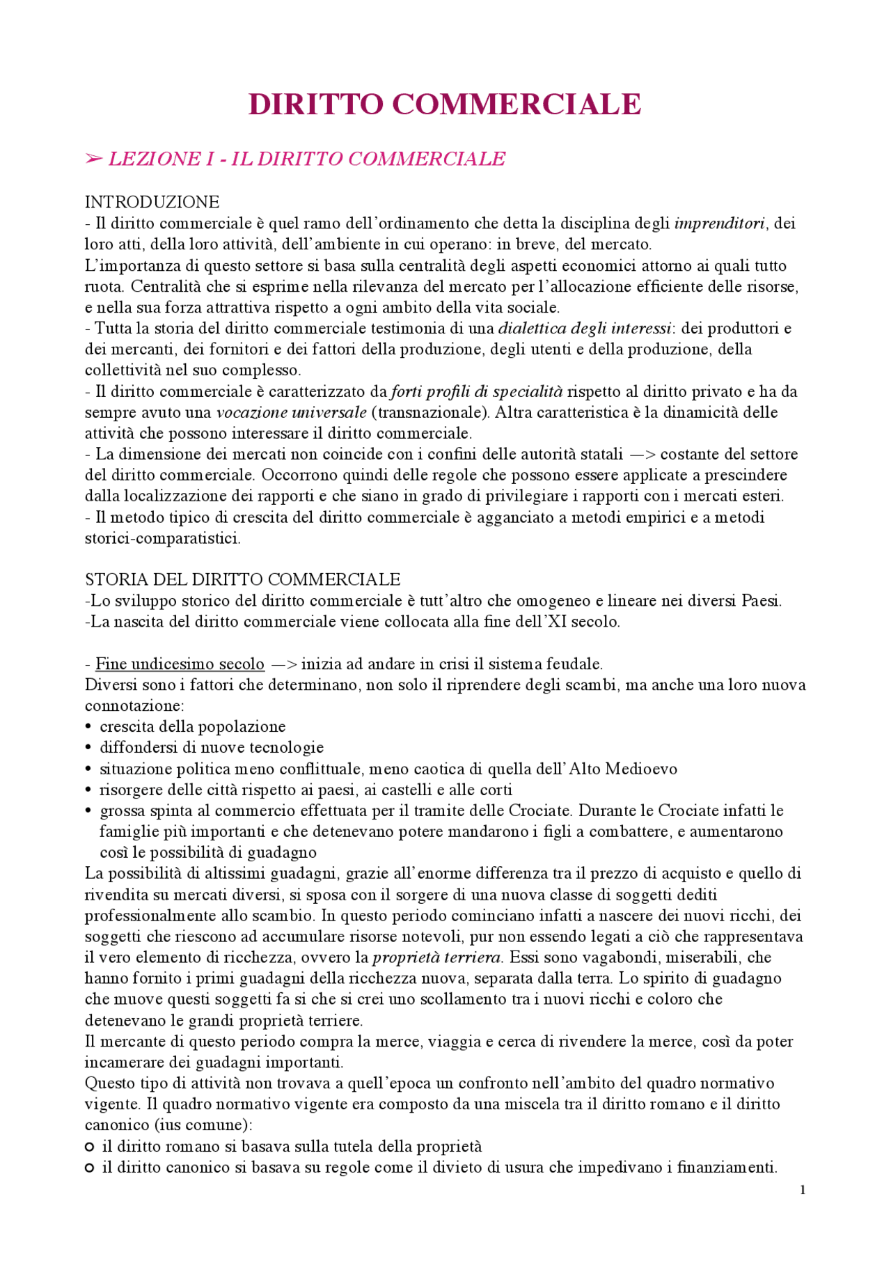 Riassunto Corso Di Diritto Commericiale Docsity