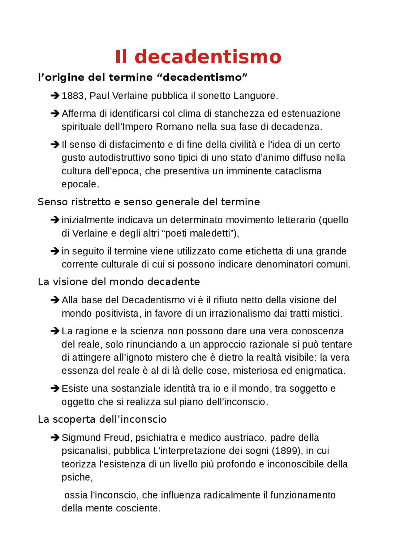 Questo Documento Parla Del Decadentismo Docsity