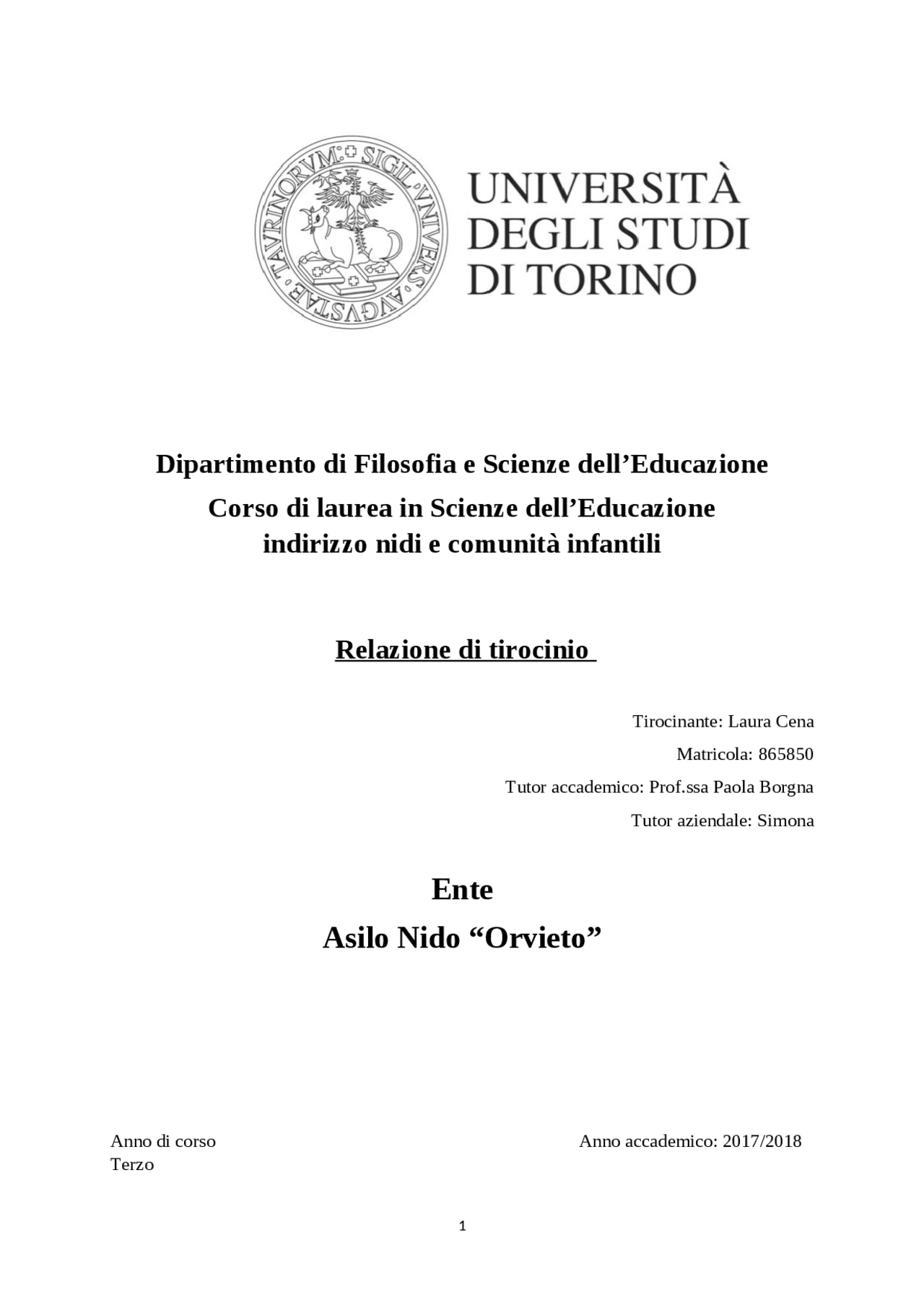 Relazione Di Tirocinio Tesine Universitarie Di Pedagogia Docsity