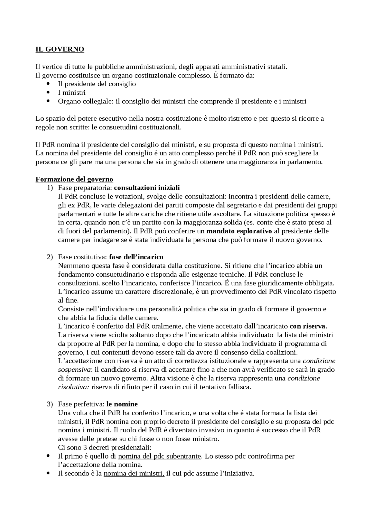 Il governo appunti lezioni prof candido - Docsity