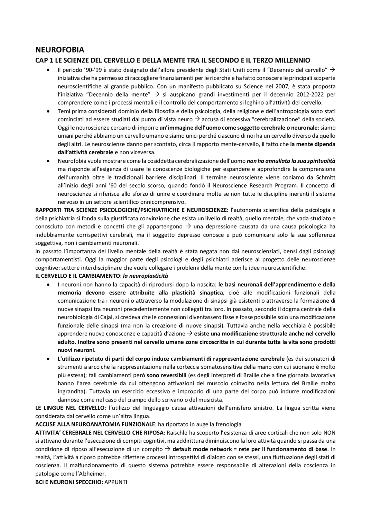 Riassunto Libro Di Neurofobia Docsity