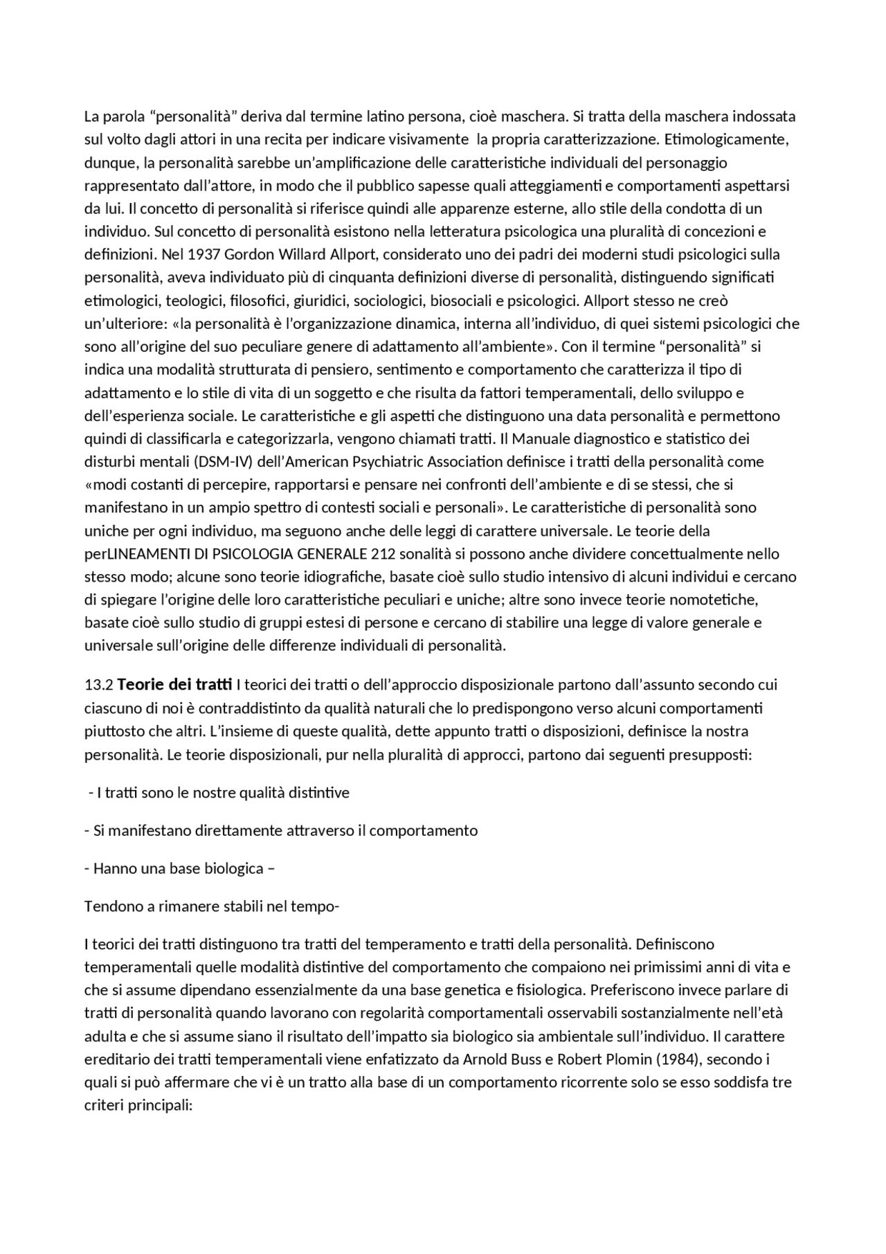 La Personalità E Teorie Docsity