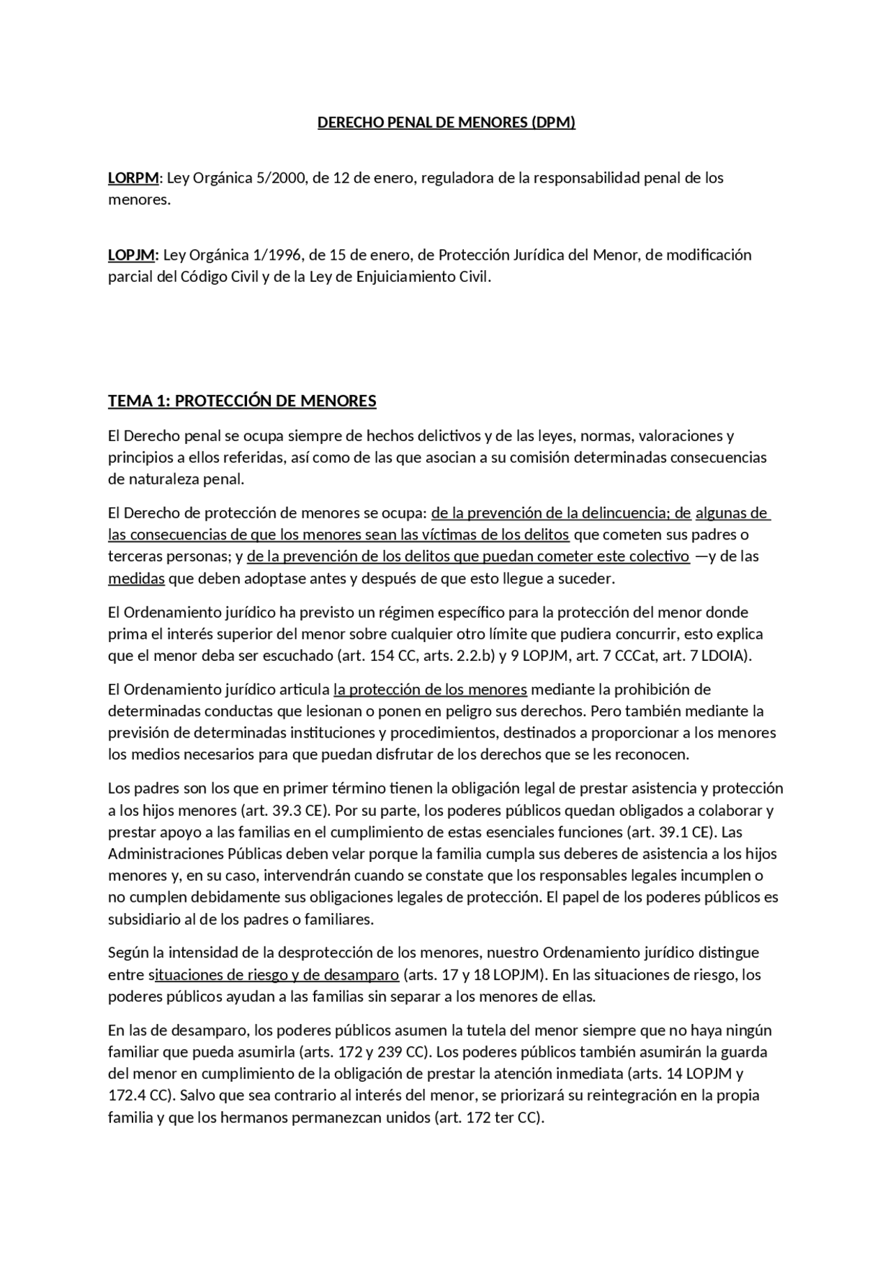 Derecho Penal De Menores Docsity
