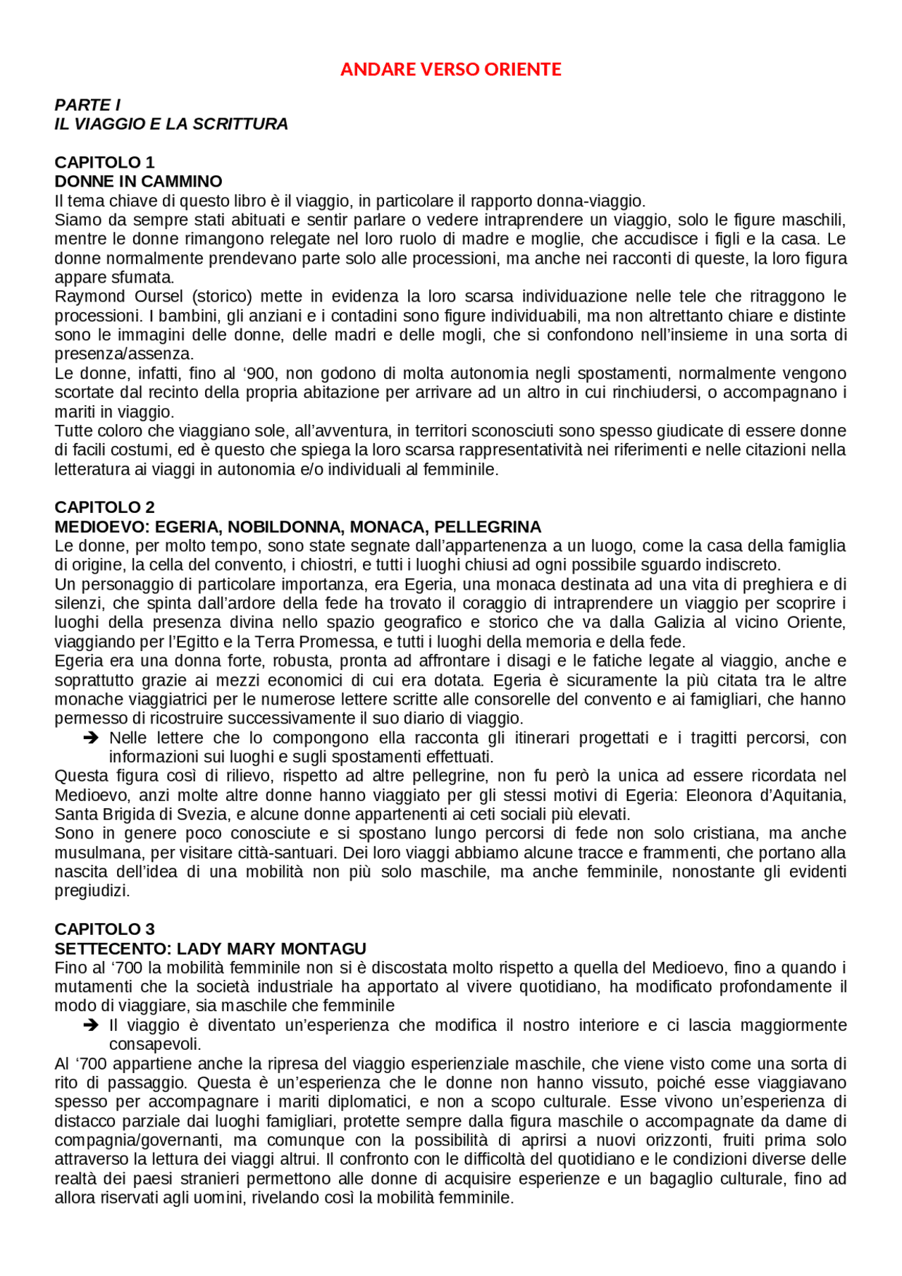 Riassunto Andare Verso Oriente Docsity