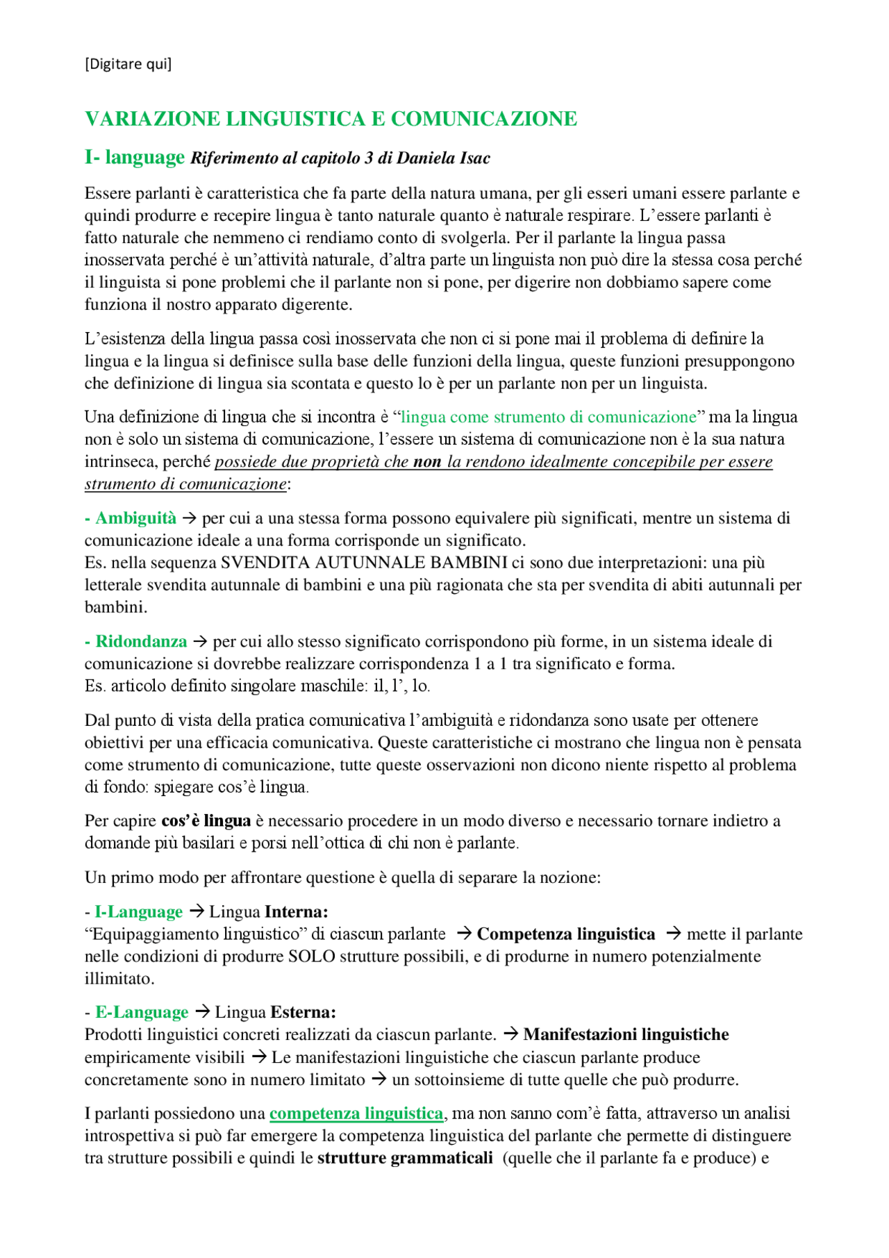 Esame Variazione Linguistica Appunti Di Linguistica Docsity