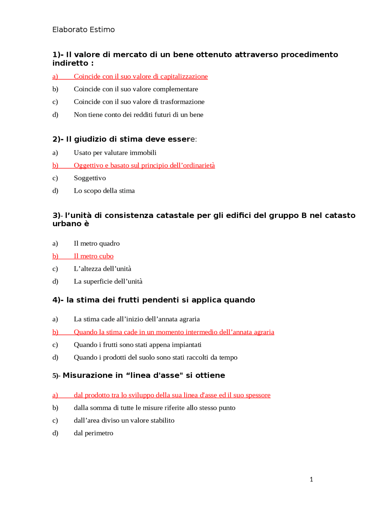 Elaborato Estimo Superato Docsity