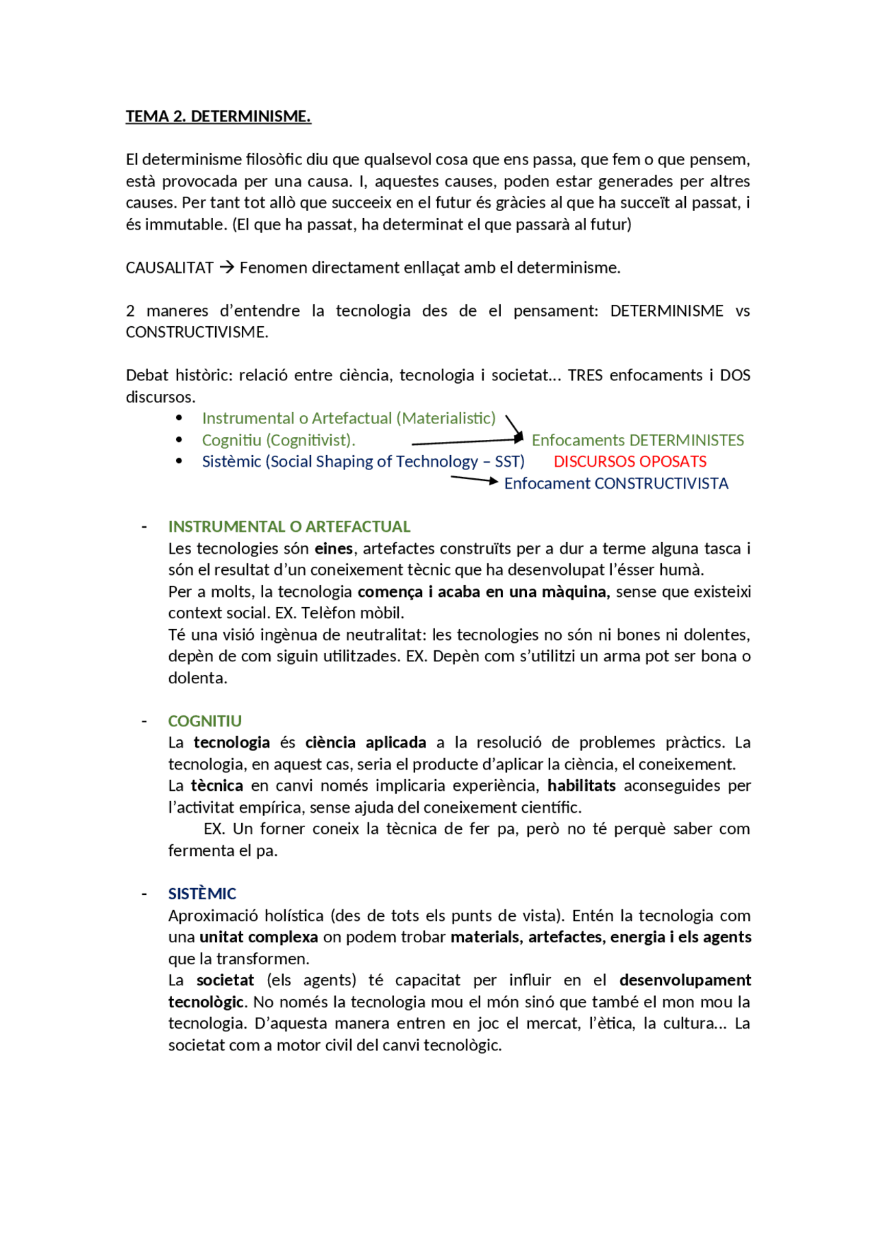 TEMA 1 - Determinisme - Docsity
