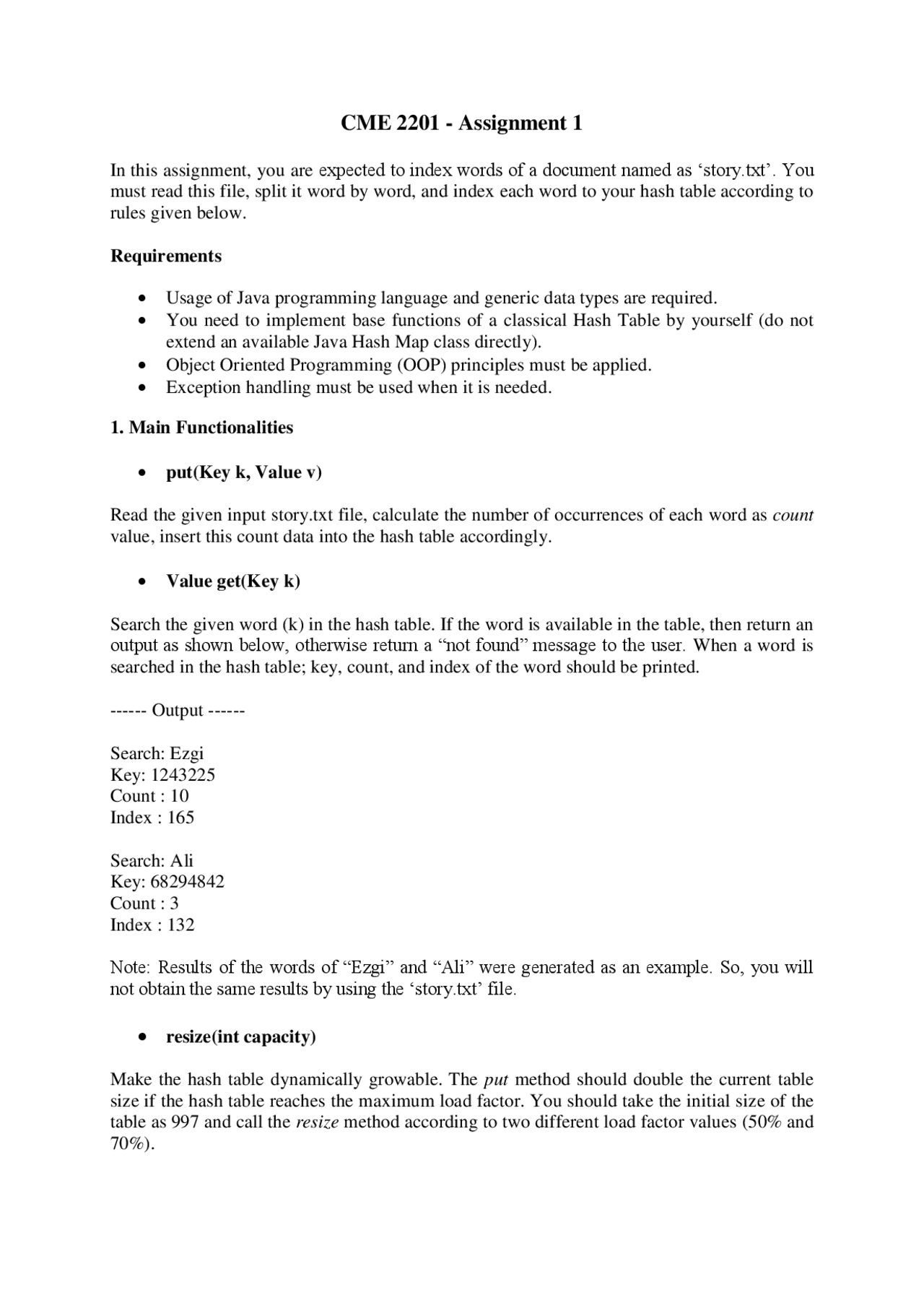 Data Structures Hash Map Assignment Docsity