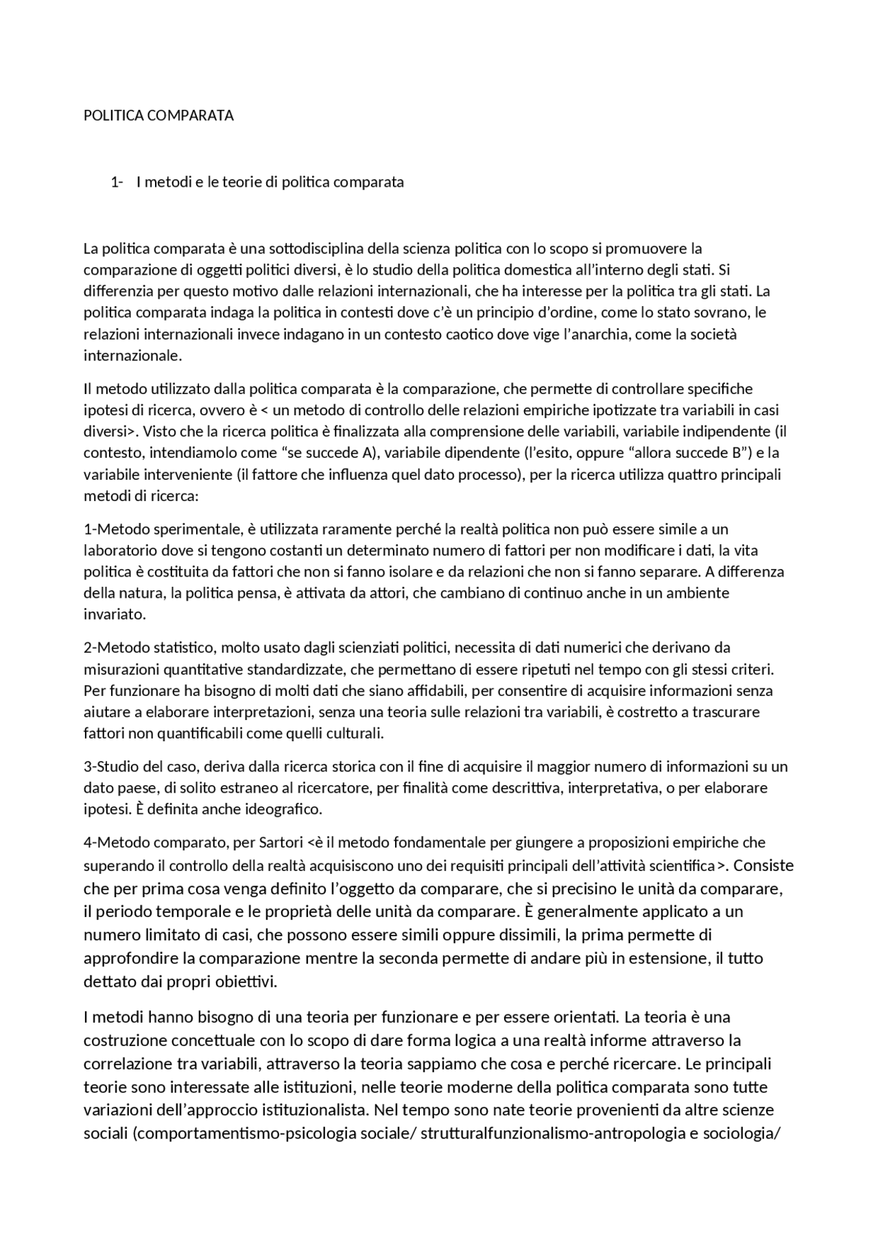 Politica Comparata Sergio Fabbrini Docsity