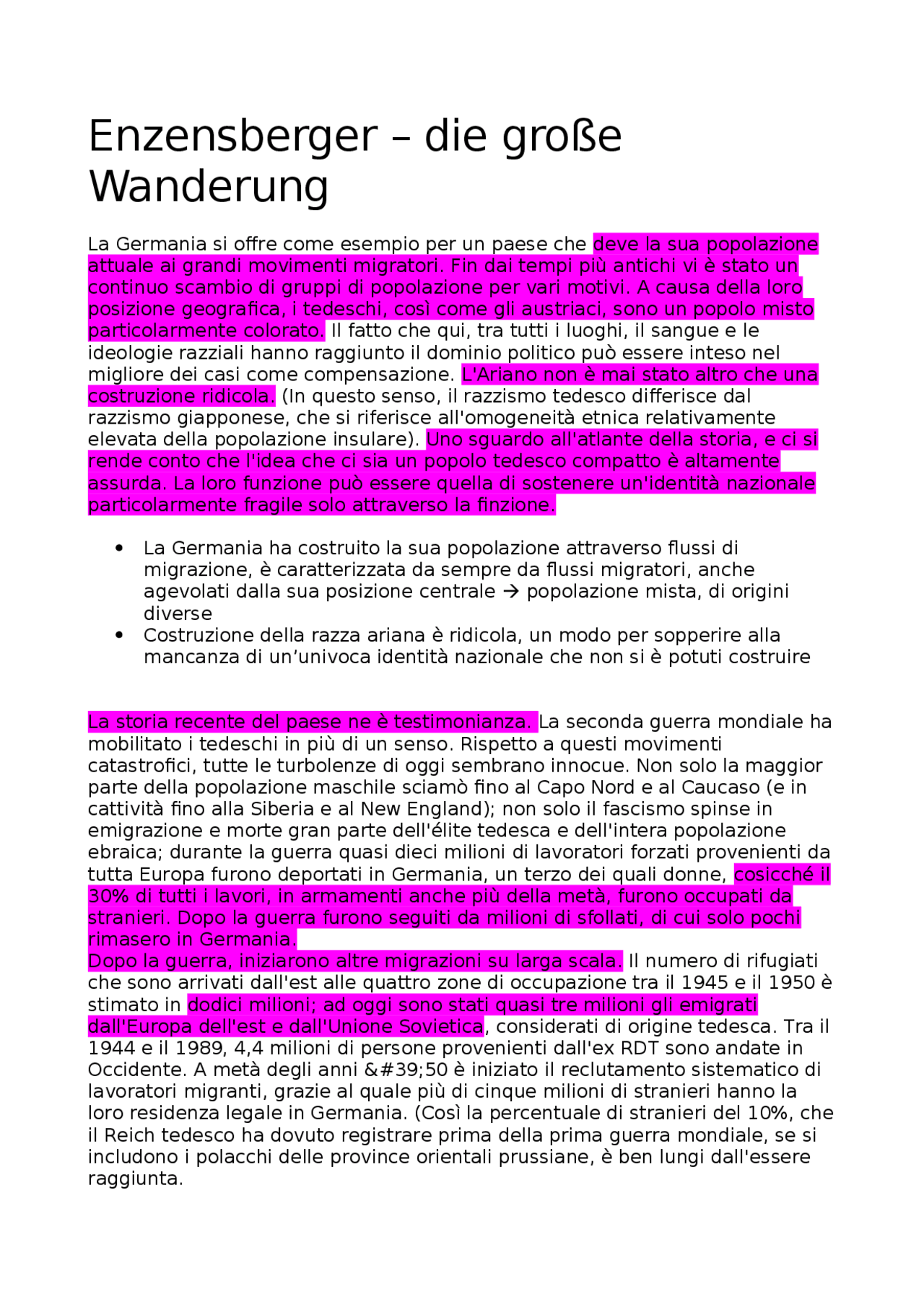 Riassunto Testo Enzensberger Docsity