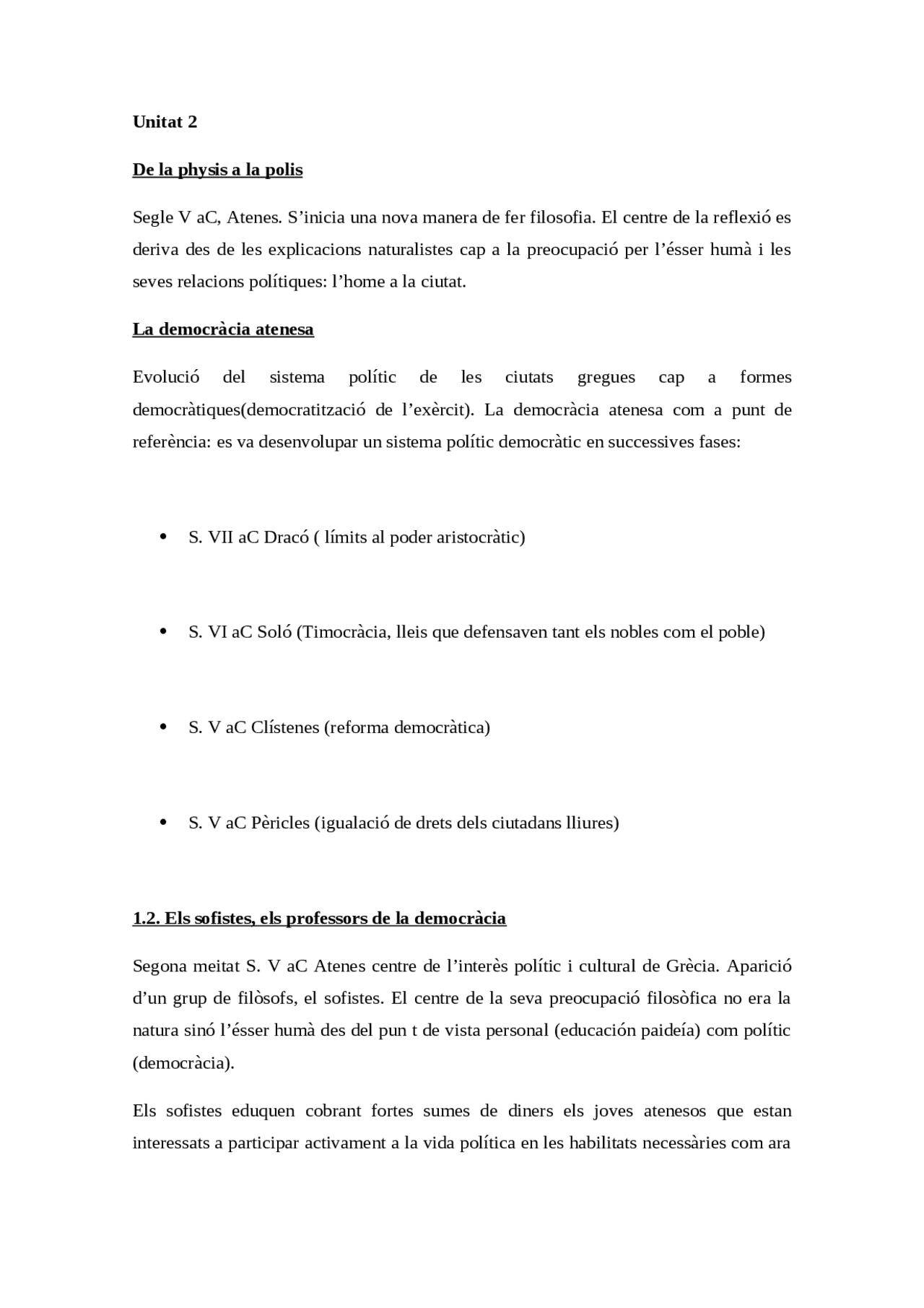 Resumen Sofistas 2o Bachillerato - Docsity