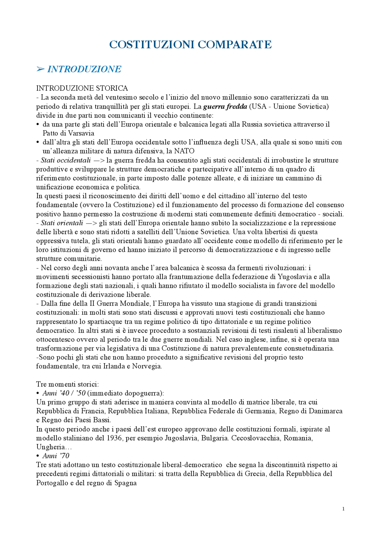 Riassunto Costituzioni Comparate Docsity
