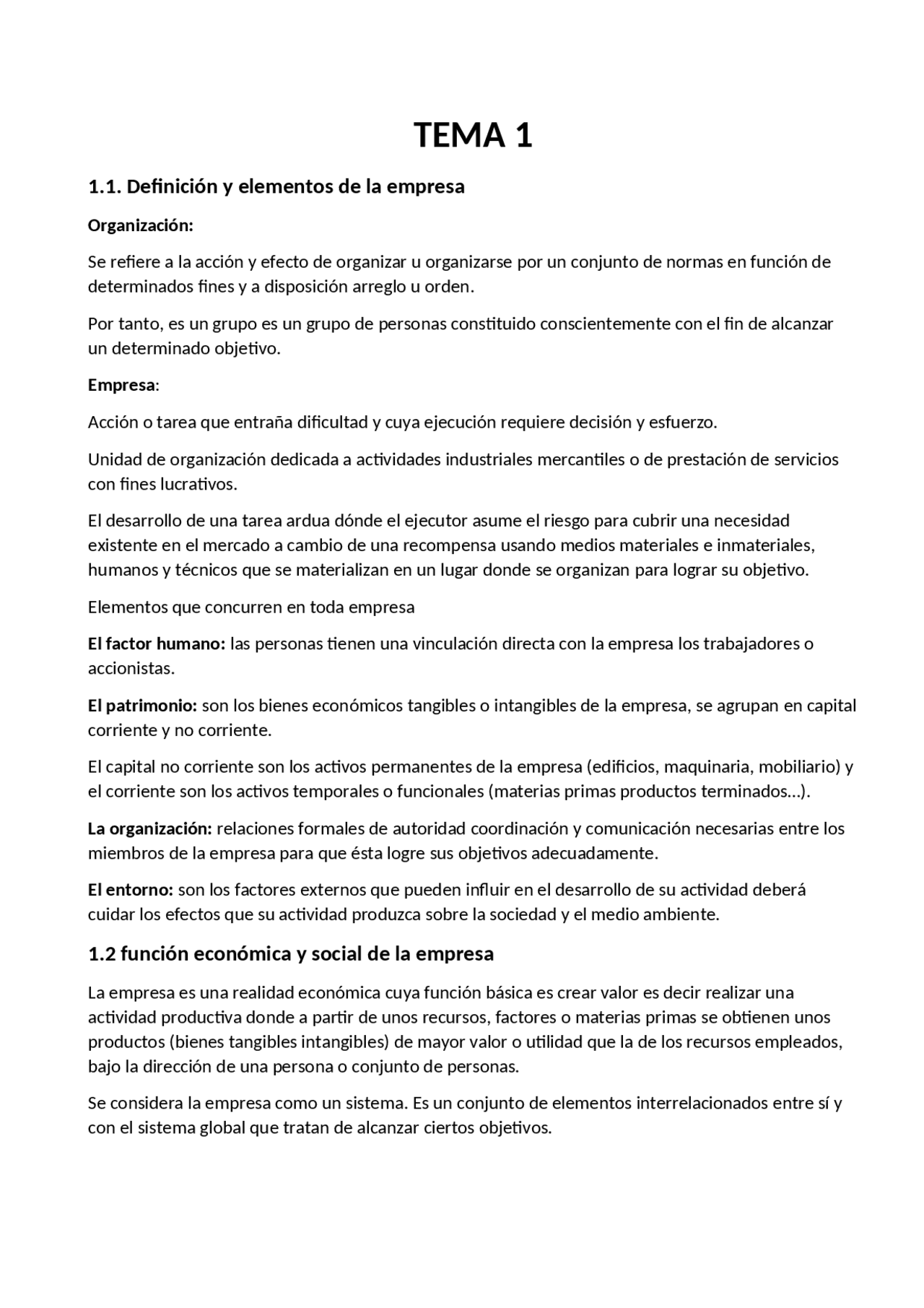 Tema 1 Fundamentos Administración De Empresas Ucm Docsity