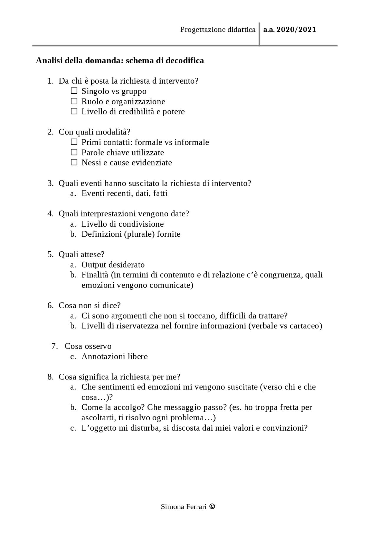 REGOLE GIOCO PROGETTAZIONE DIDATTICA - Docsity