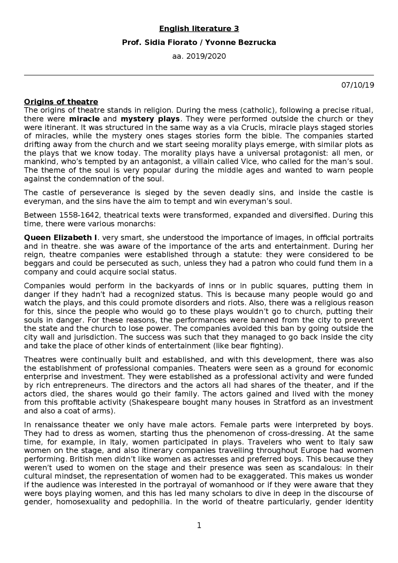 English Literature 3 Docsity