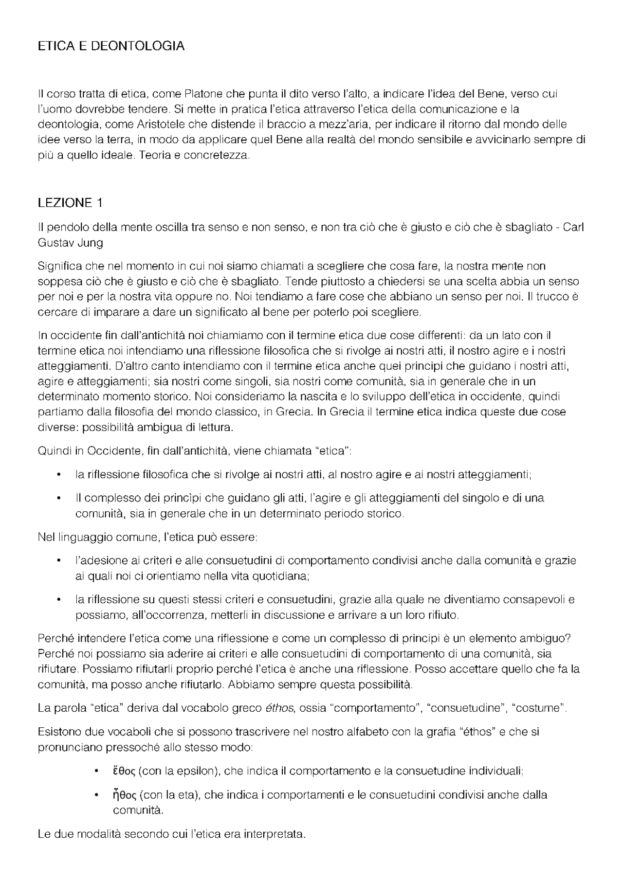Appunti Etica E Deontologia Docsity