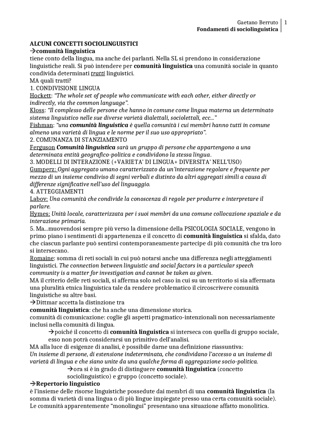 Fondamenti Di Sociolinguistica Capitolo 3 Gaetano Berruto Docsity