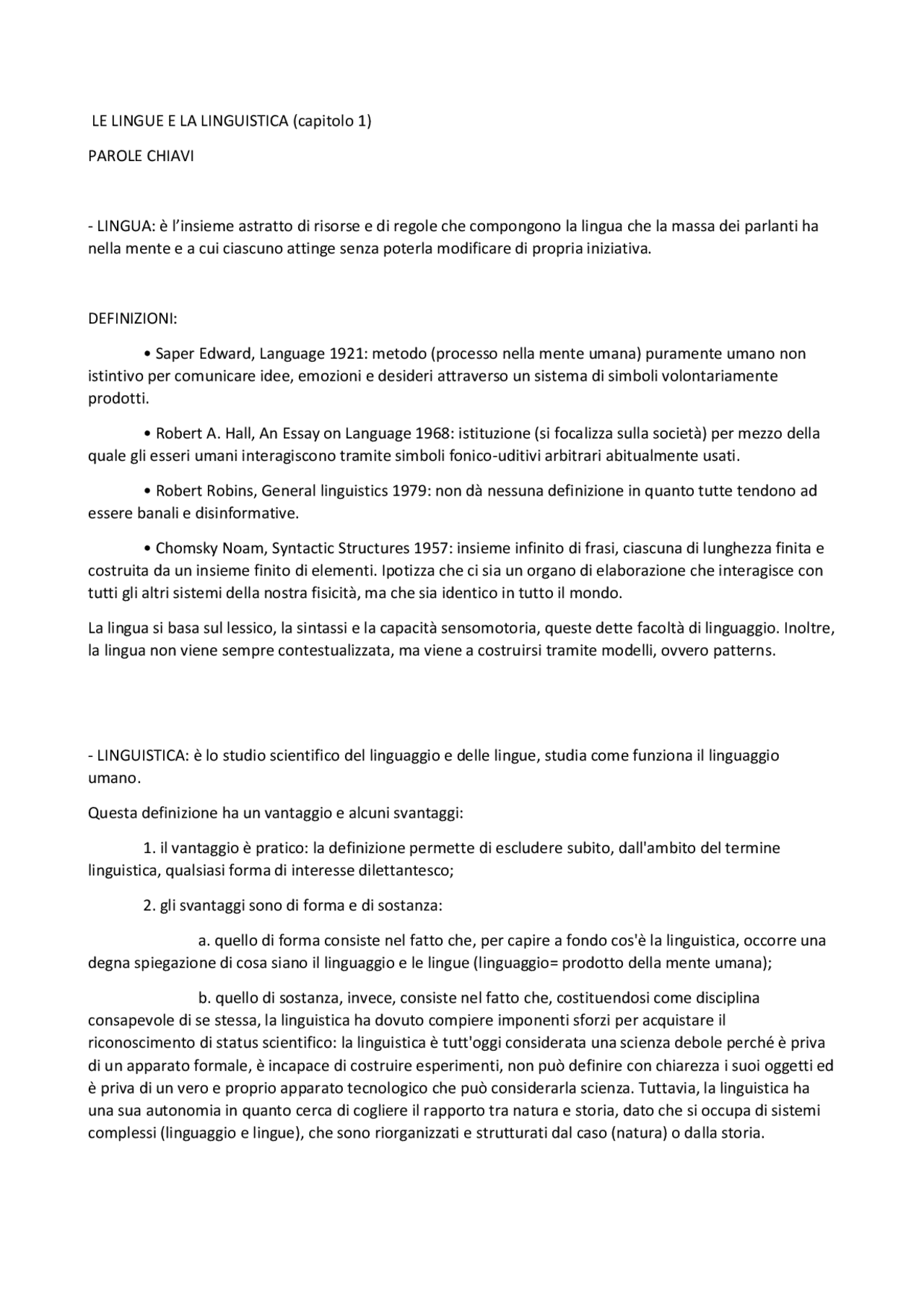 Cap 1 Nuovi Fondamenti Di Linguistica Docsity
