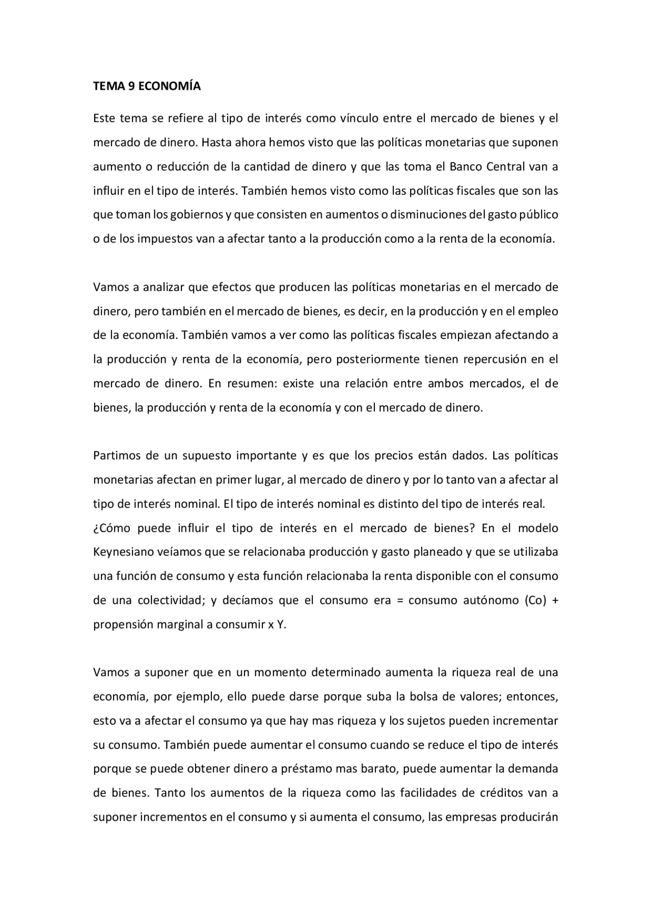 Tema 9 Macroeconomía Ucm Docsity