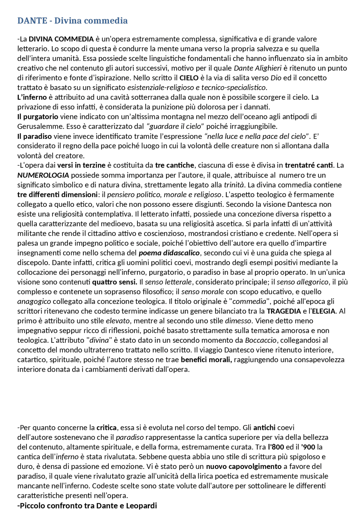Piccolo Approfondimento Su Dante Docsity