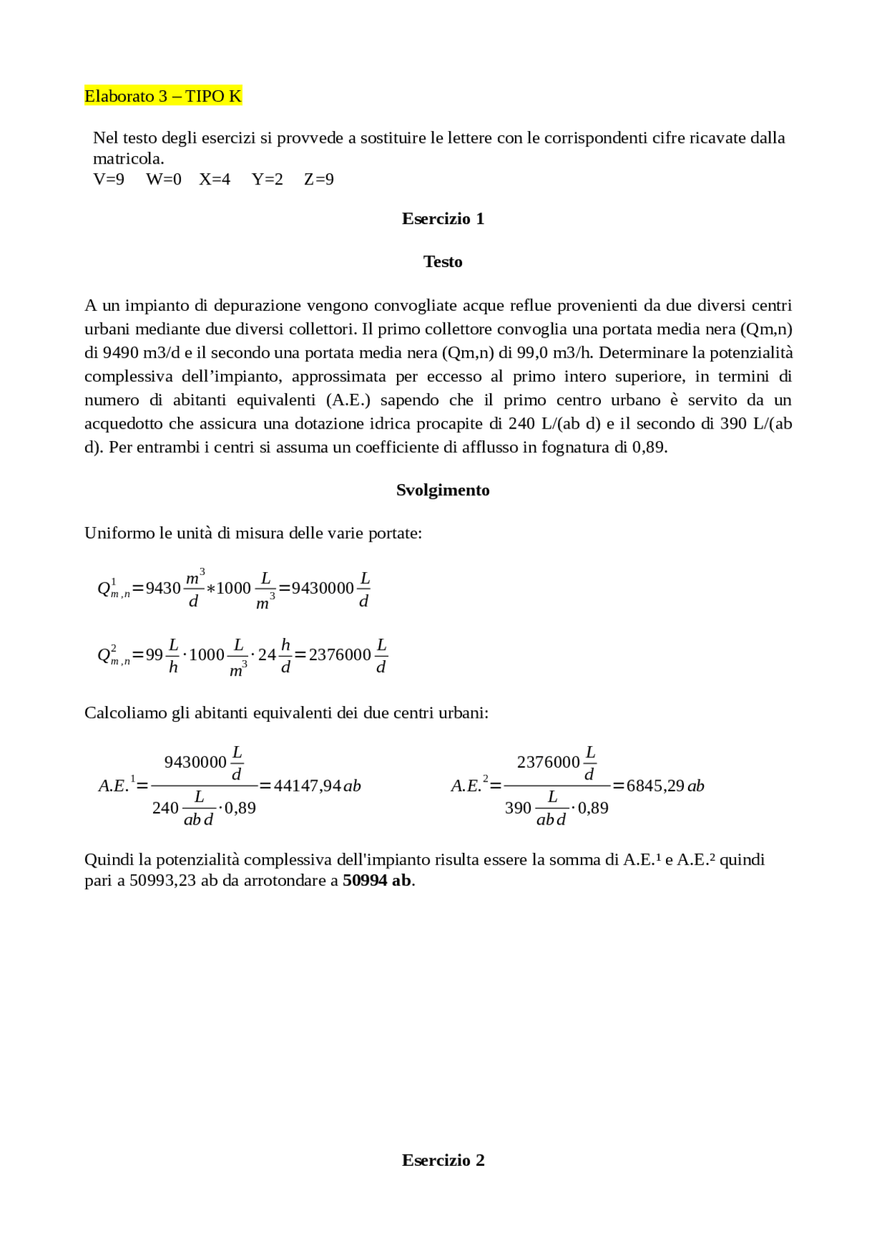 Elaborato 3k Ingegneria Ambientale Docsity