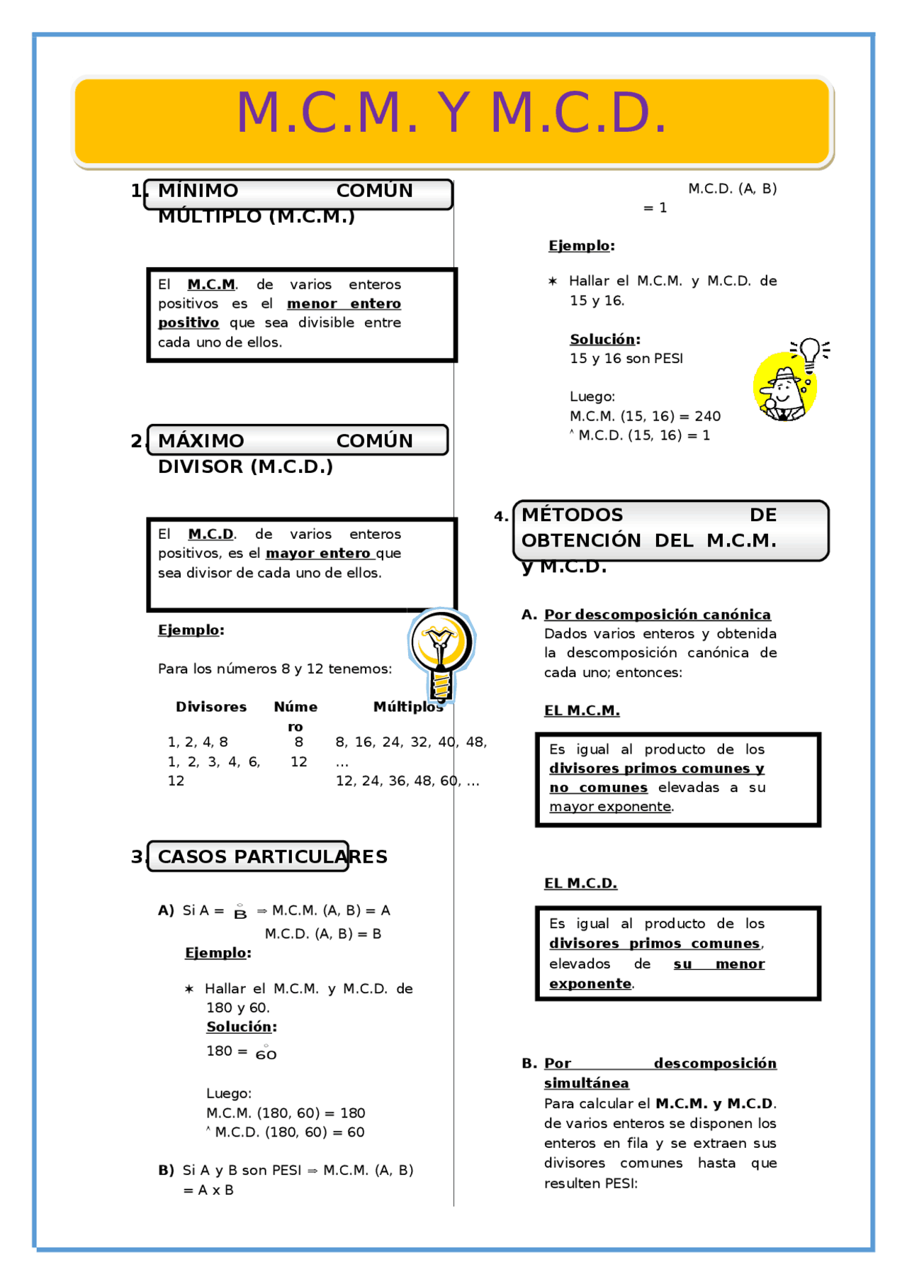 mcd y mcm ejercicios | Ejercicios de Matemáticas Aplicadas | Docsity