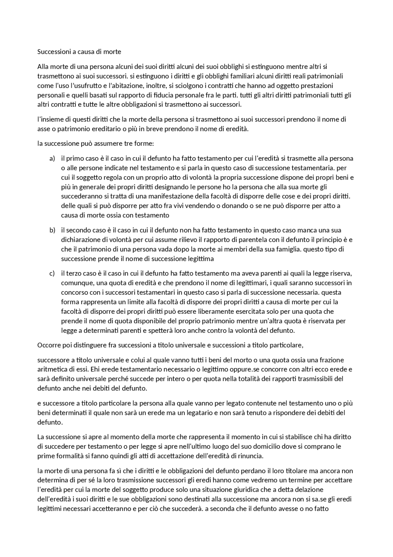 Successioni A Causa Di Morte Docsity